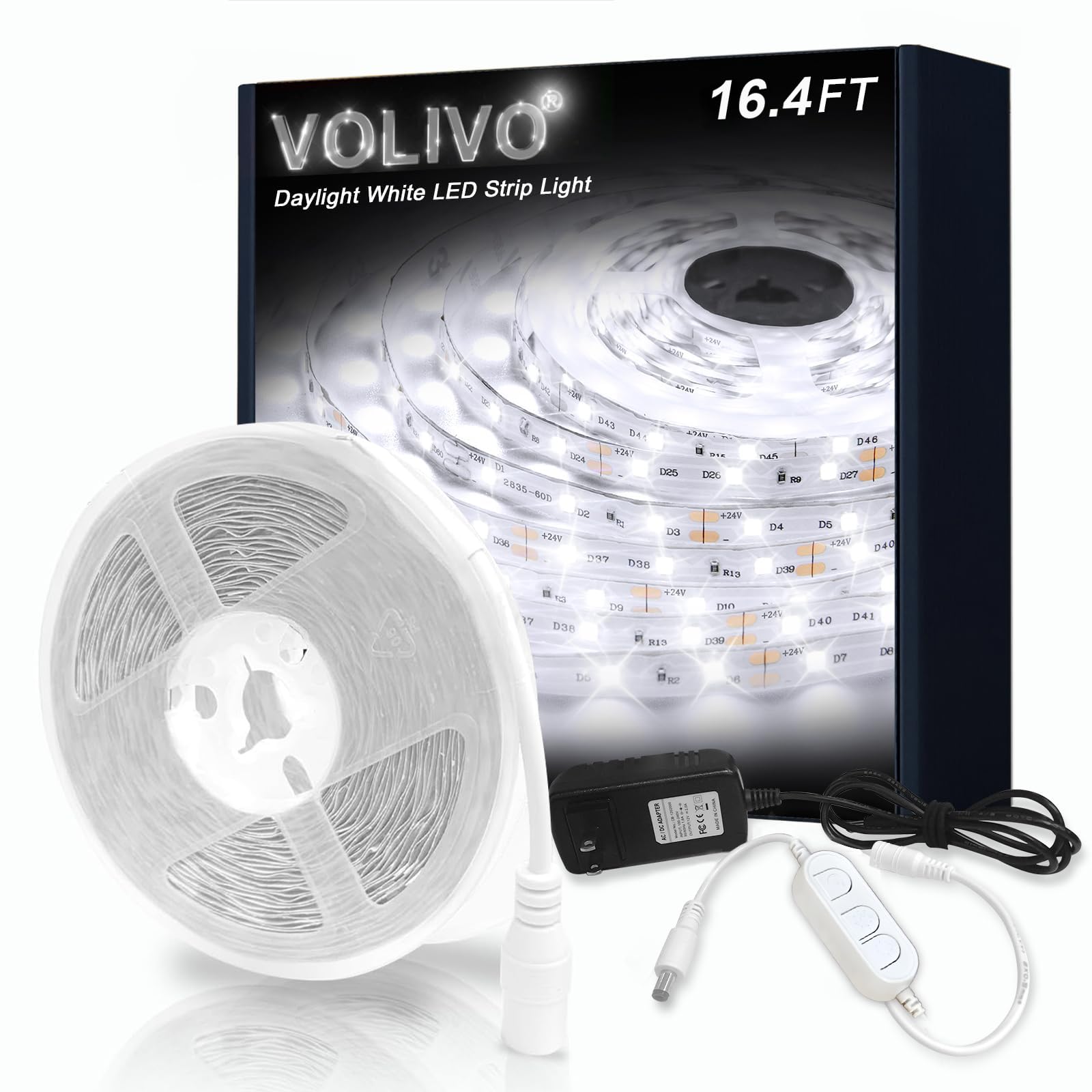 Snapklik.com : White LED Strip Lights, 16.4ft Dimmable LED Lights Strip ...