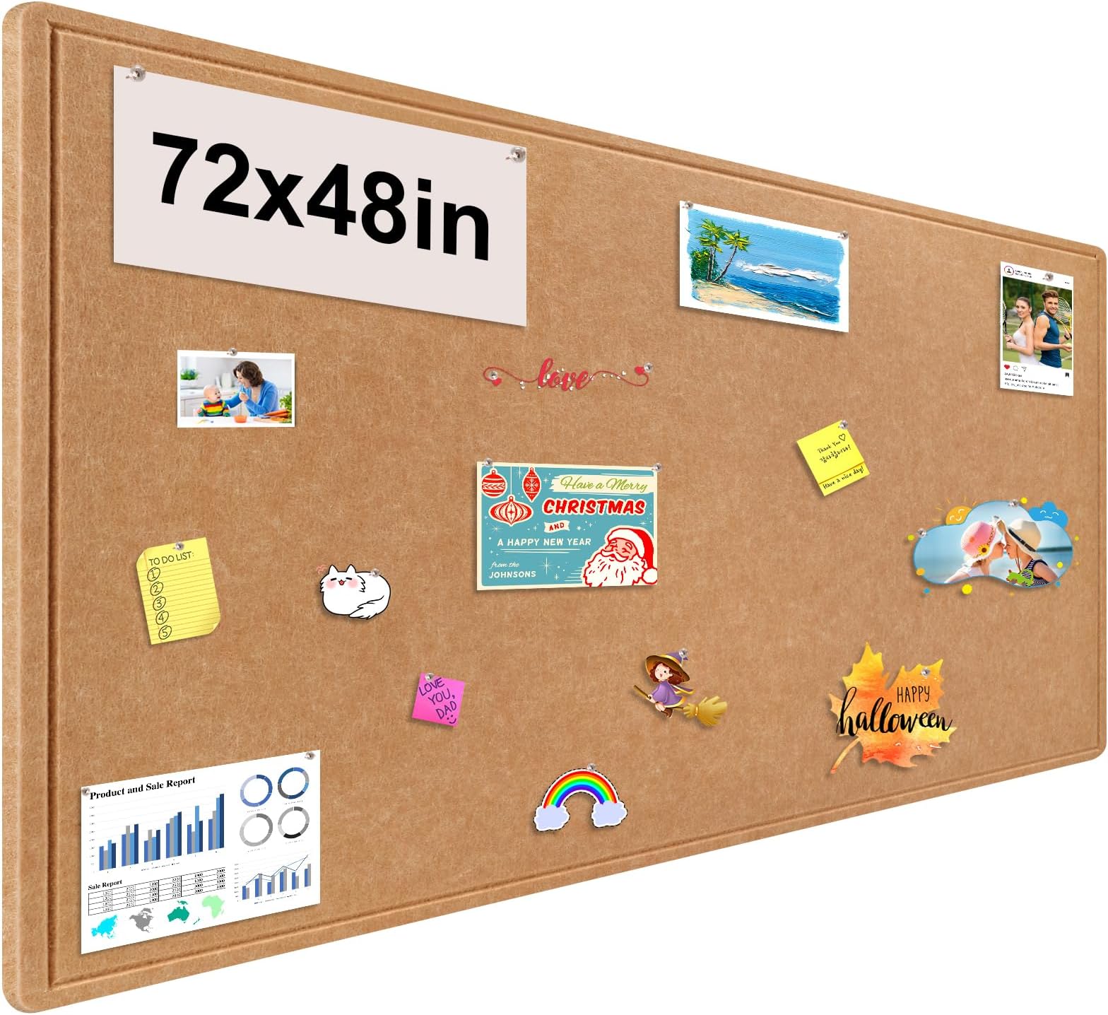 Amazon.com : Board2by Extra Large Cork Bulletin Board 72" X 48 ...