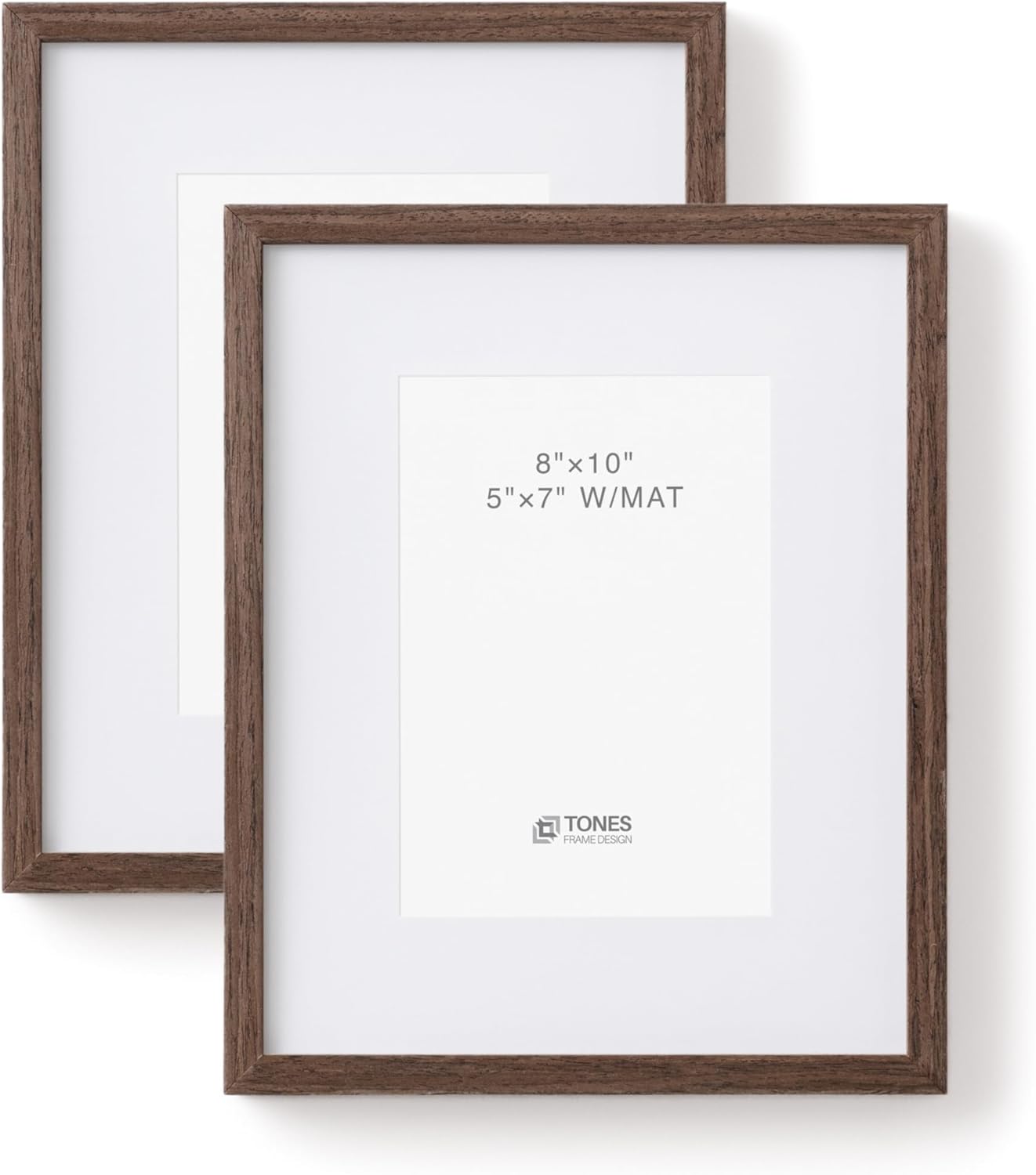 Amazon.com - TONES FRAME DESIGN 8x10 Picture Frame with 5x7 Mat, Set of 2 Small Photo Frames Oak ...