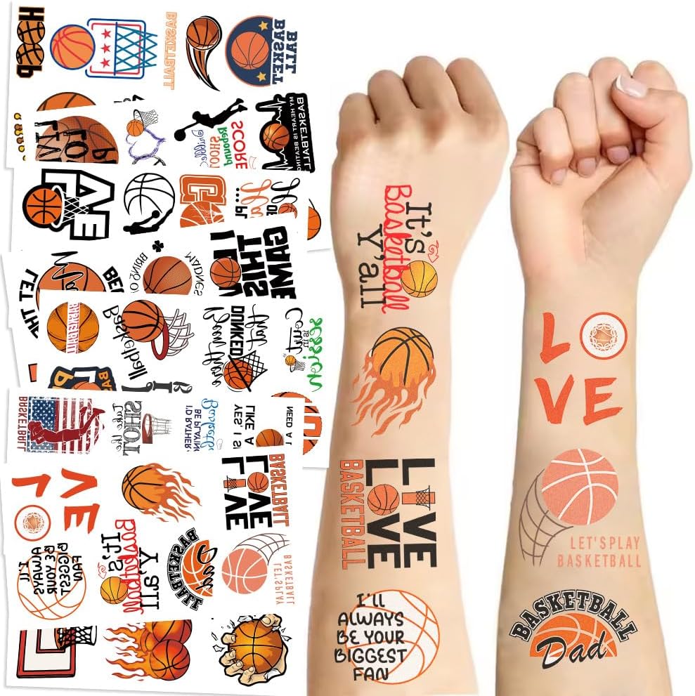 20 Sheets Basketball Temporary Tattoos Stickers,Basketball Birthday ...
