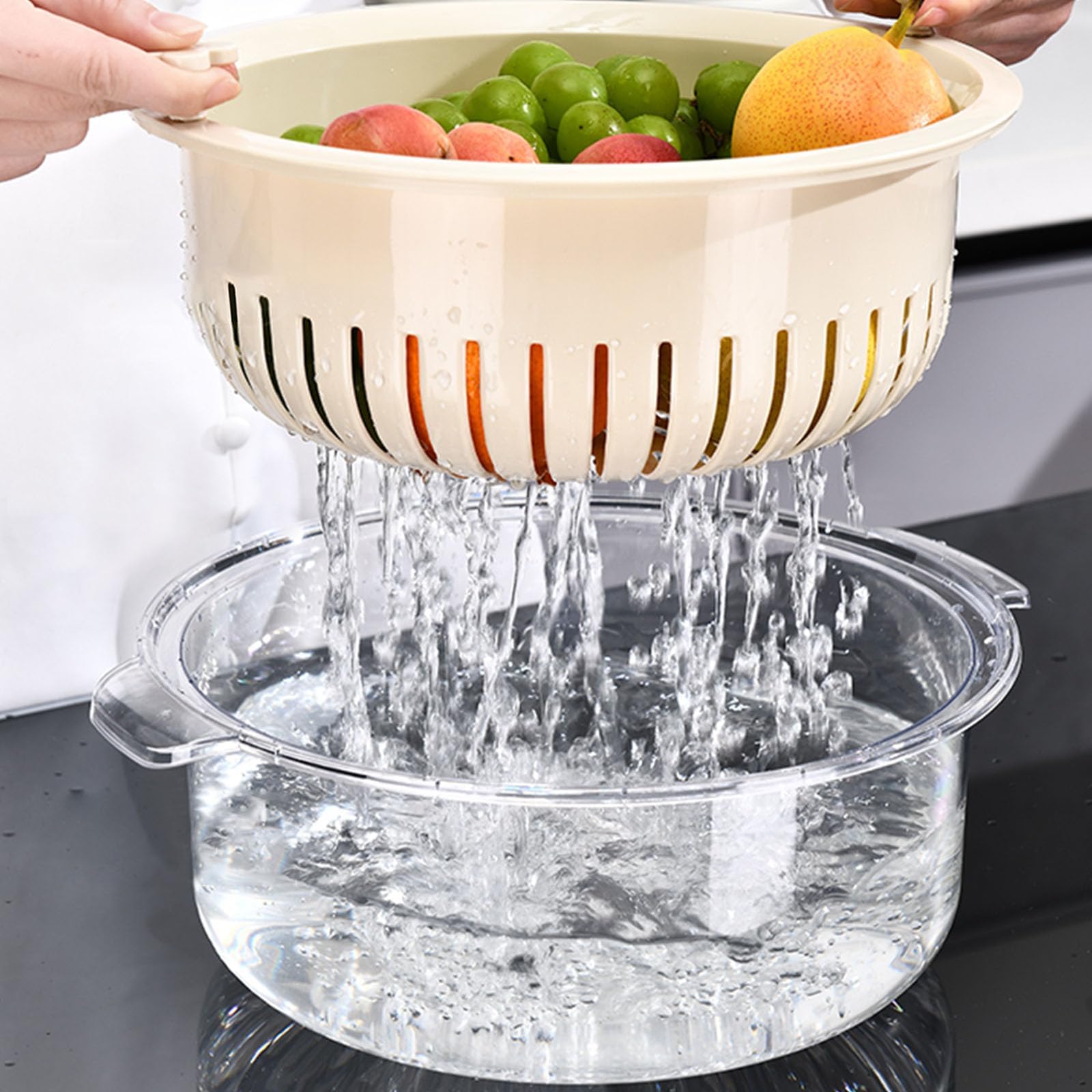 Amazon.com: Kitchen Colanders Bowl Set 2 in 1 Fruit Vegetable Washing ...
