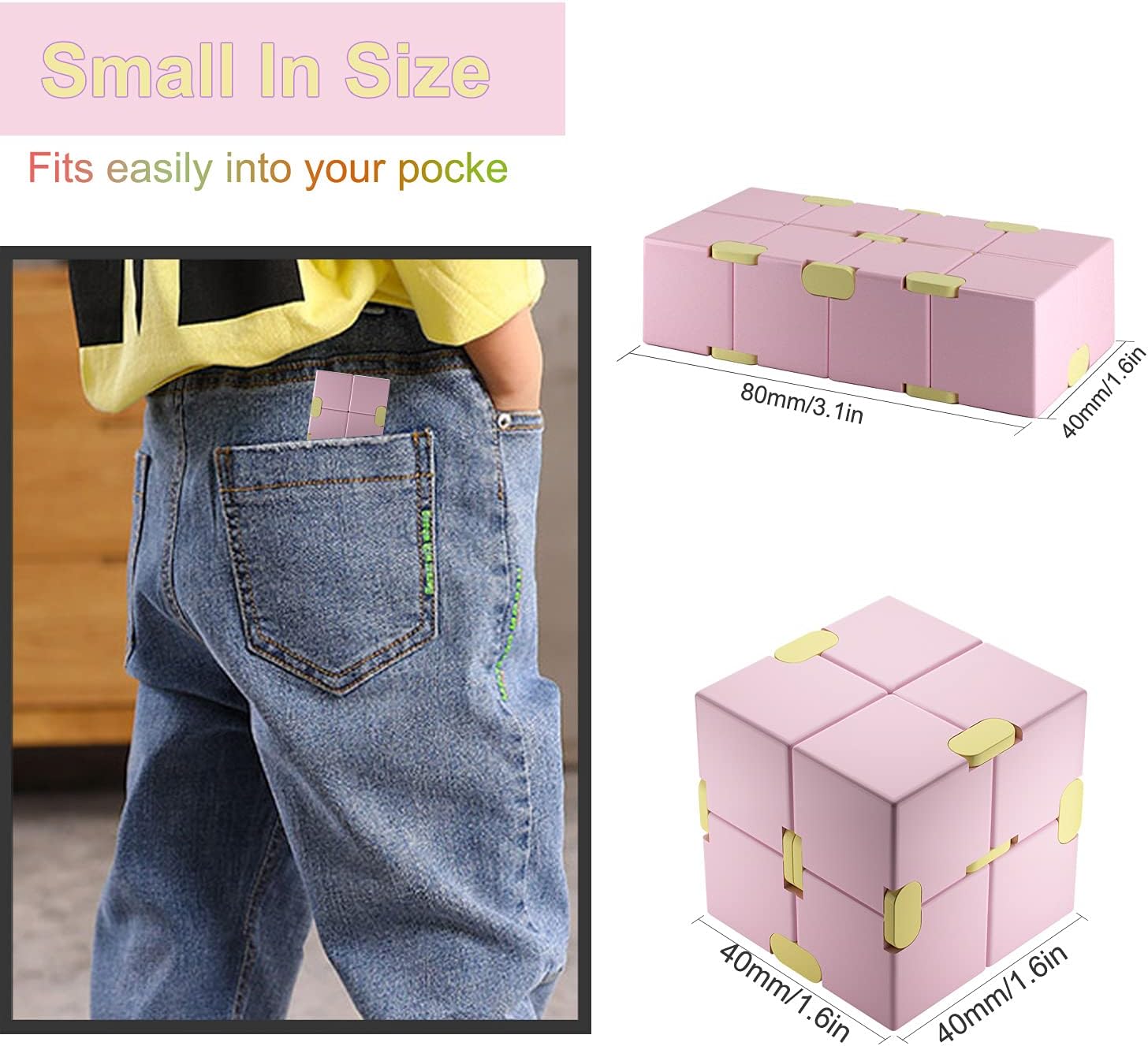 Funxim Infinity Cube Pink Fidget Cube Toy Fidget Finger Toy Stress And Anxiety Relief Killing