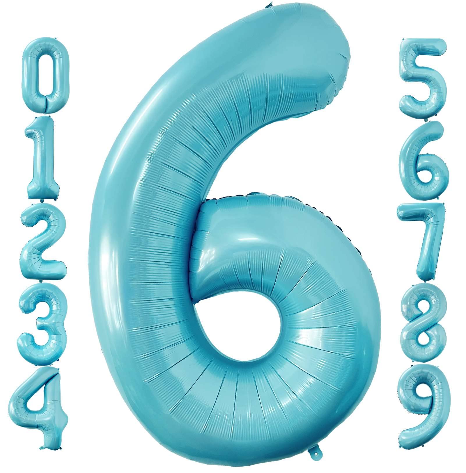 Amazon.com: 40 Inch Baby Blue Number 6 Balloon Large Size Jumbo Digit ...