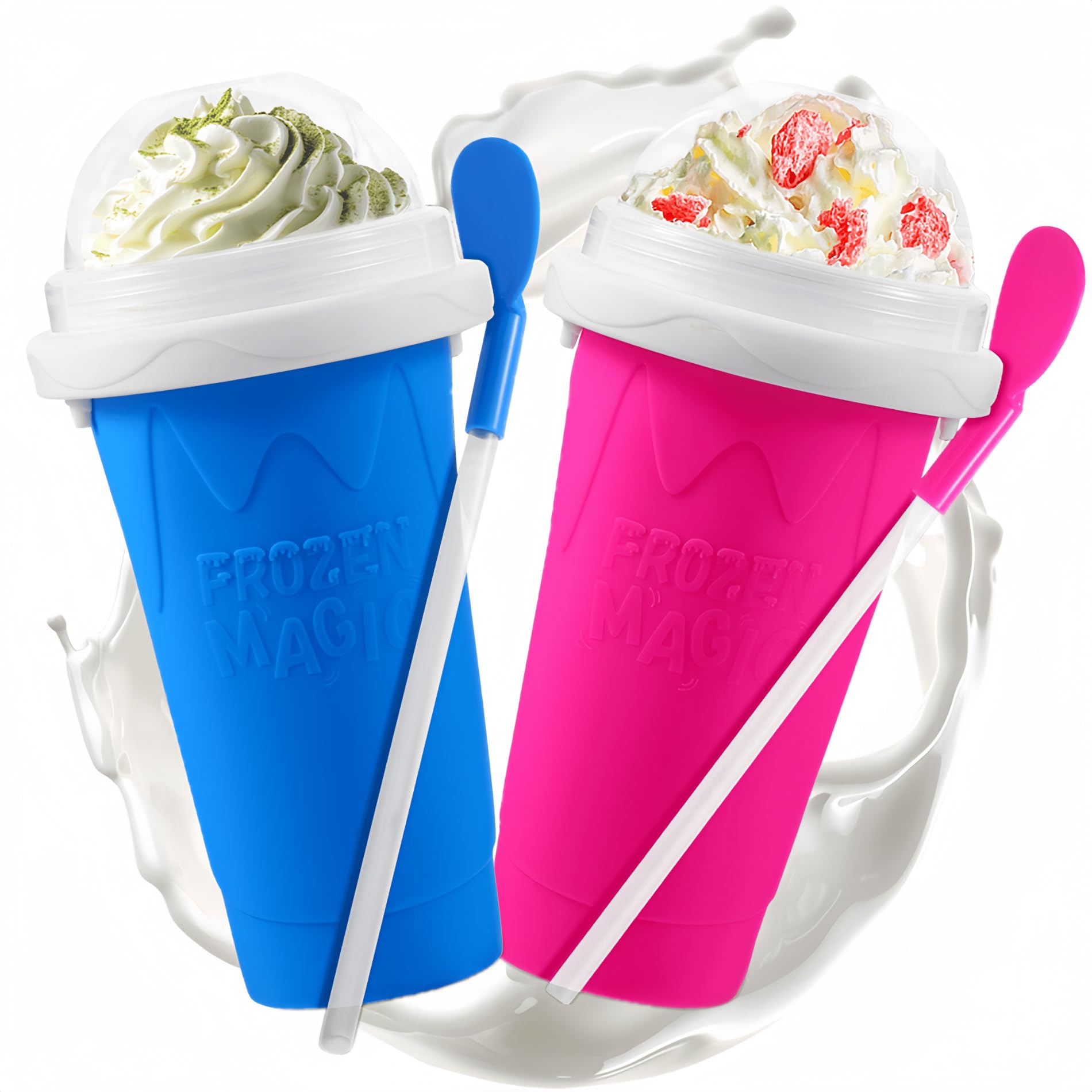 Amazon.com: Slushie Maker Cup, 2 Pcs Frozen Magic Slushy Maker Cup ...