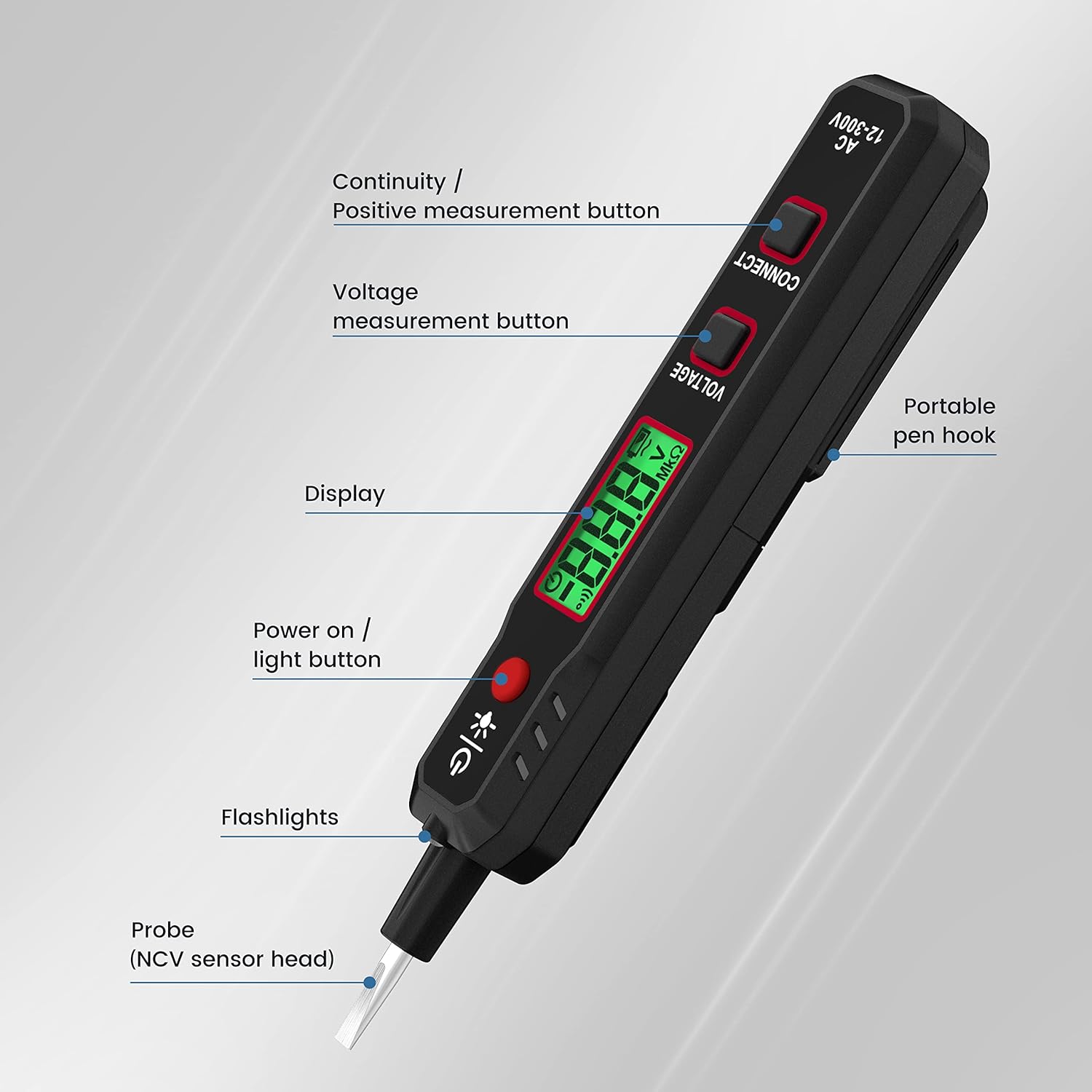 Buy KAIWEETS Voltage Tester/ 12V-300V Non-Contact and Contact Voltage ...