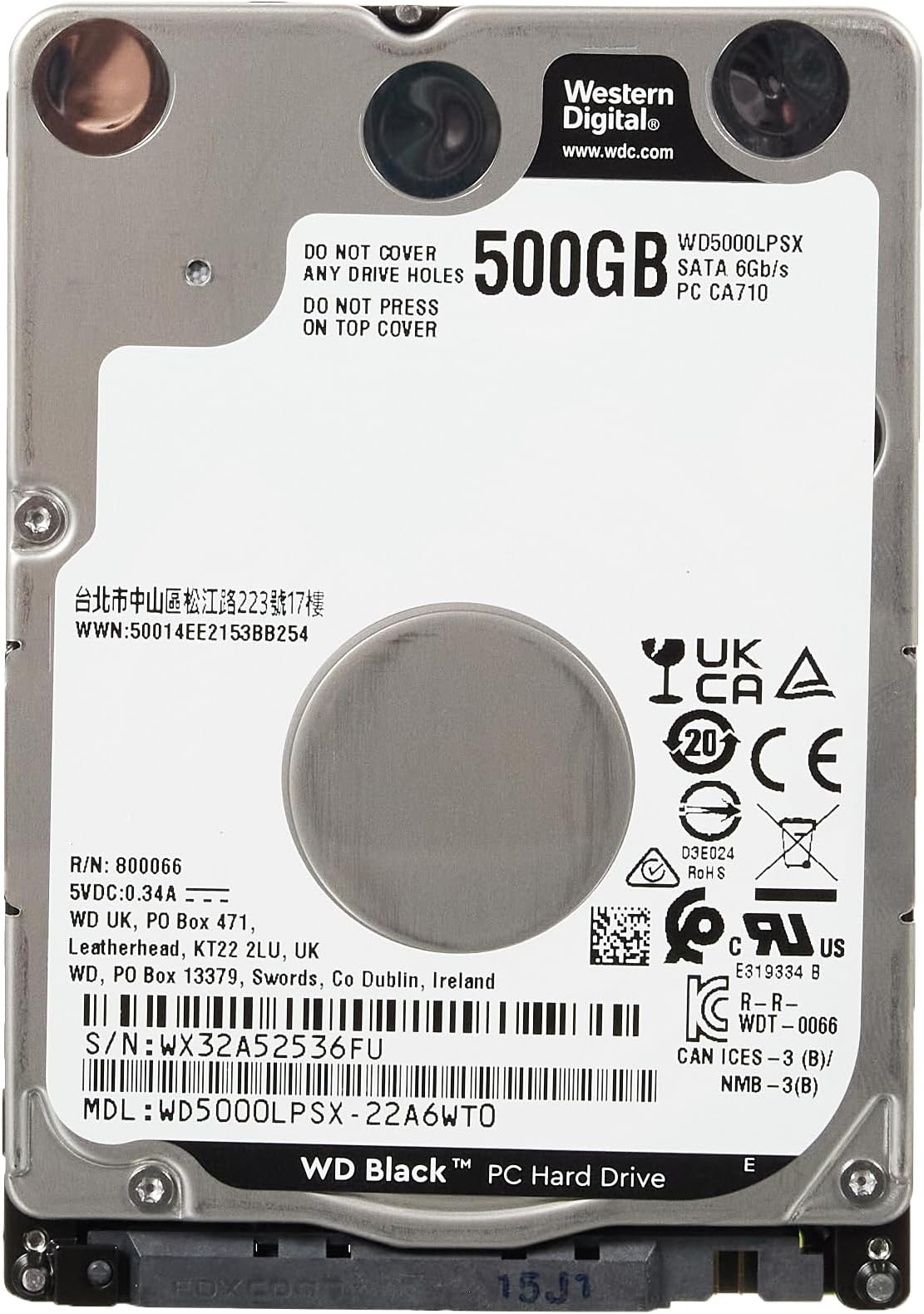 Amazon.com: Western Digital Black WD5000LPSX 500 GB Hard Drive - 2.5 ...