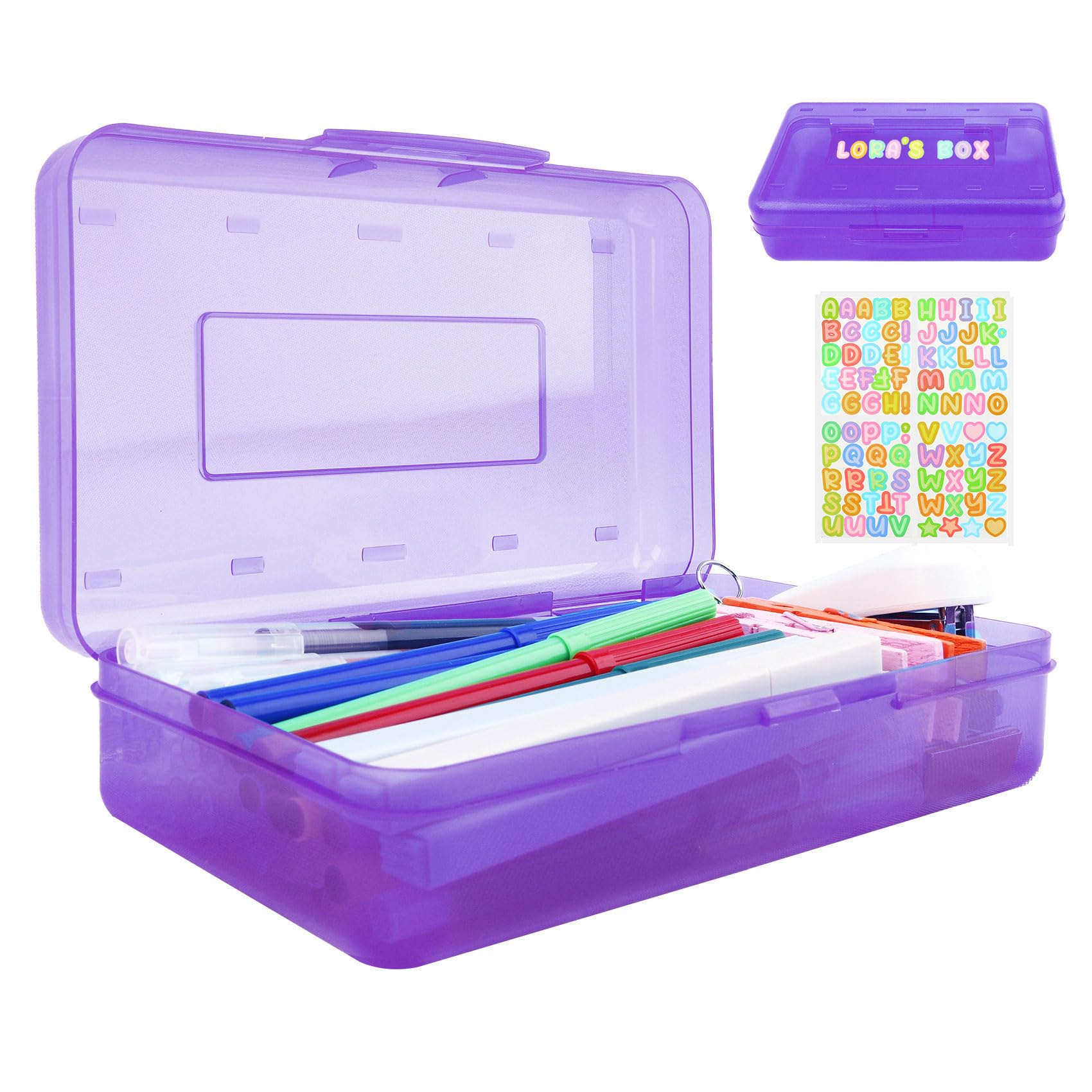 Snapklik.com : Purple Hard Pencil Case Plastic Clear Pencil Box Crayon ...