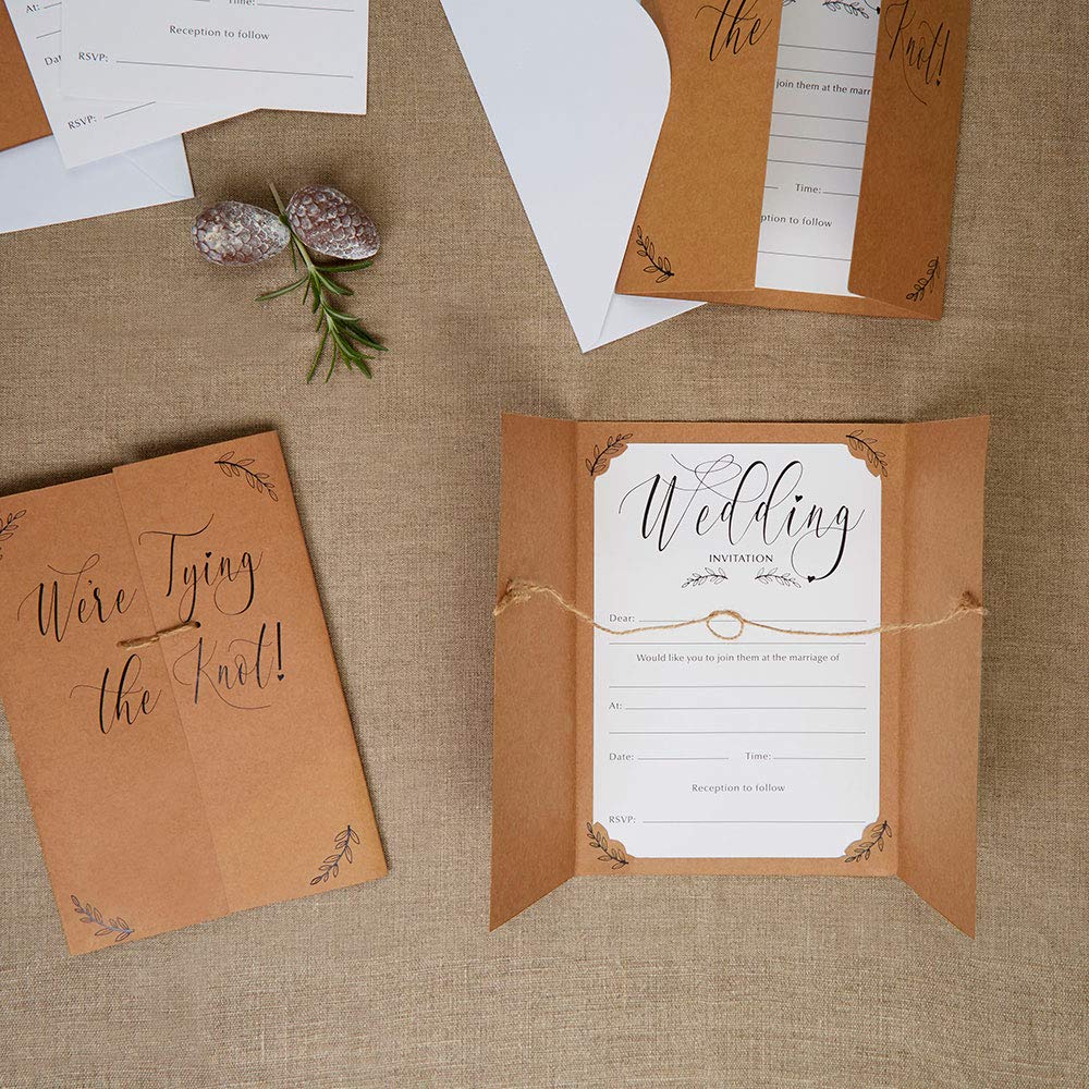 Diy Brown Paper Invitations Tying The Knot