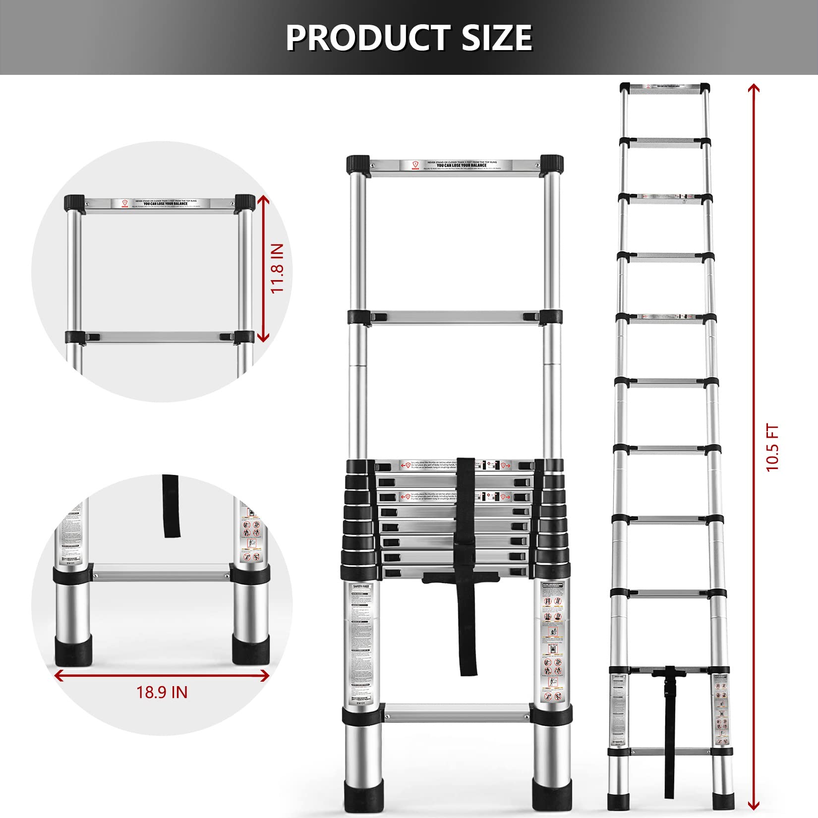 Snapklik.com : Findmall 10.5FT / 3.2M Aluminum Telescopic Ladder ...