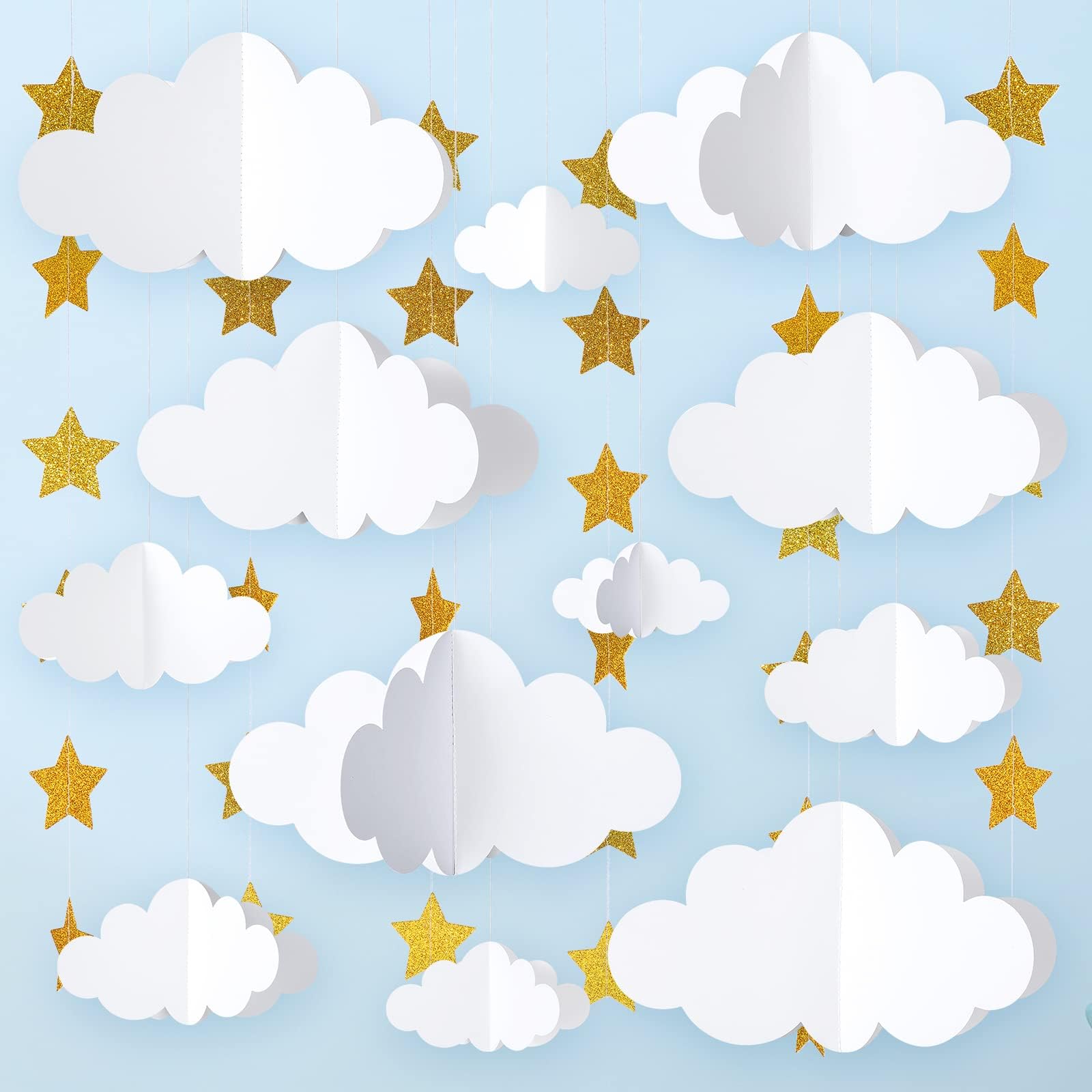 Amazon.com: 16 PCS 3D Cloud Decoration, 4 Sizes Rain Drop Decorations ...