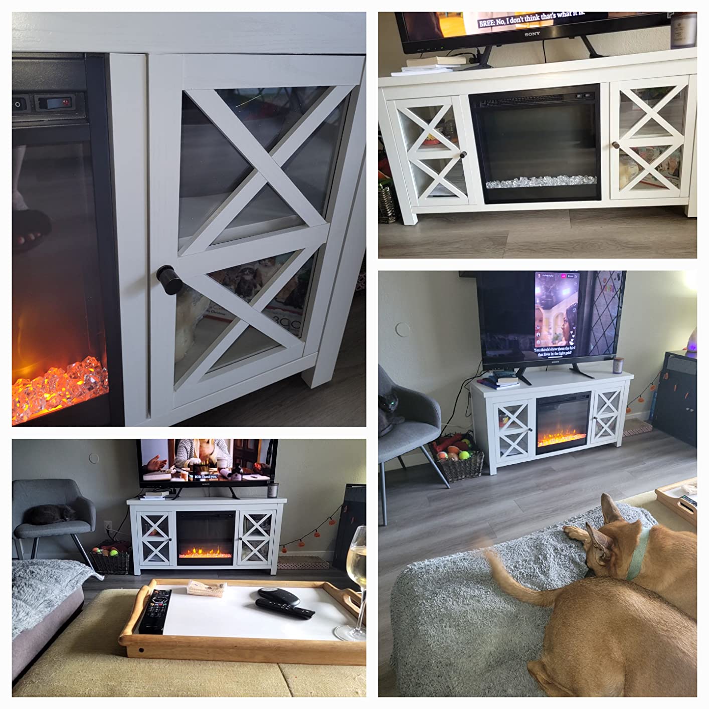 $40/mo - Finance Colton Rectangular TV Stand with Log Fireplace for TV ...