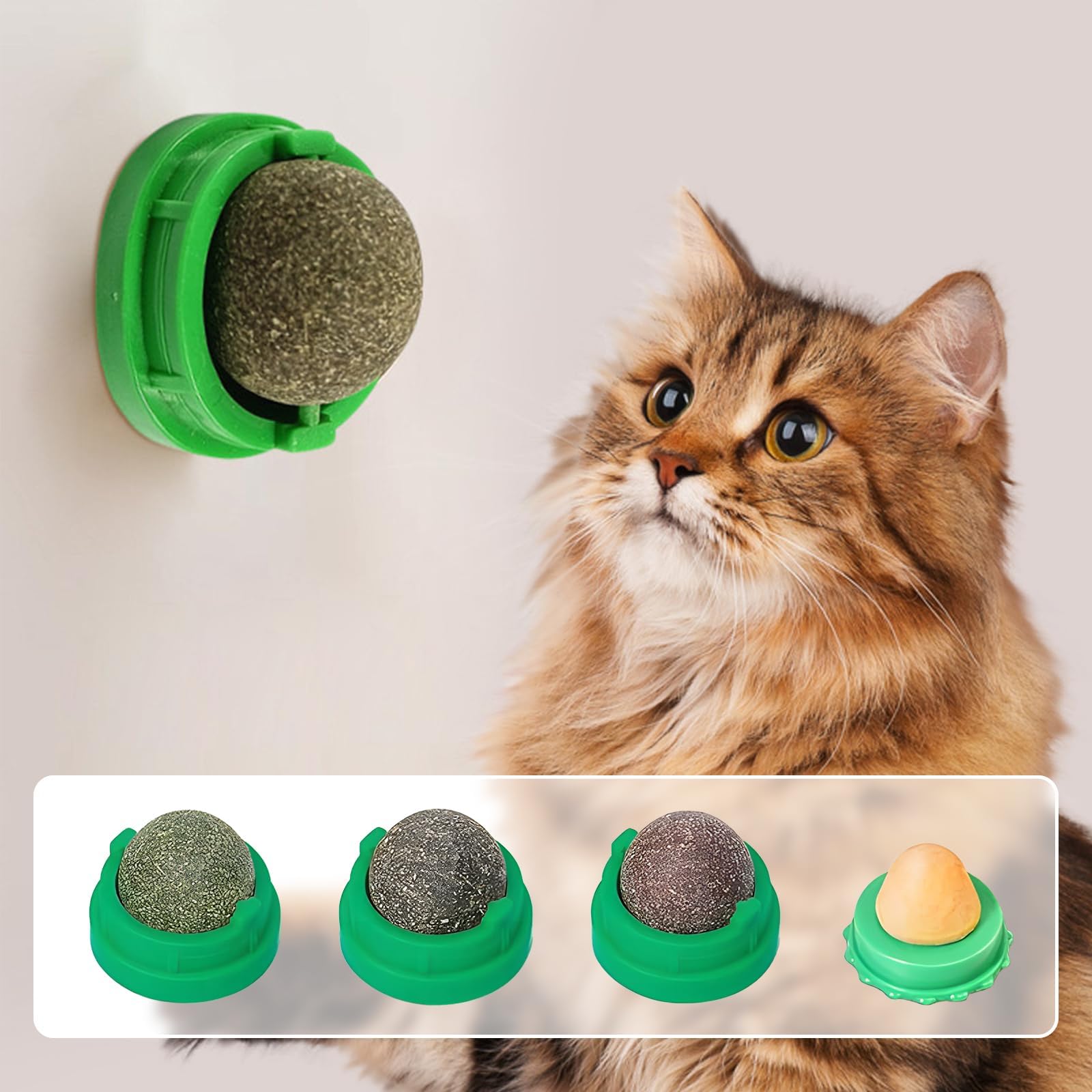 Amazon.com : Generic Catnip Balls, 5 Pack Edible Catnip Toys Wall for Cat, 360° Rotaing Kitten ...