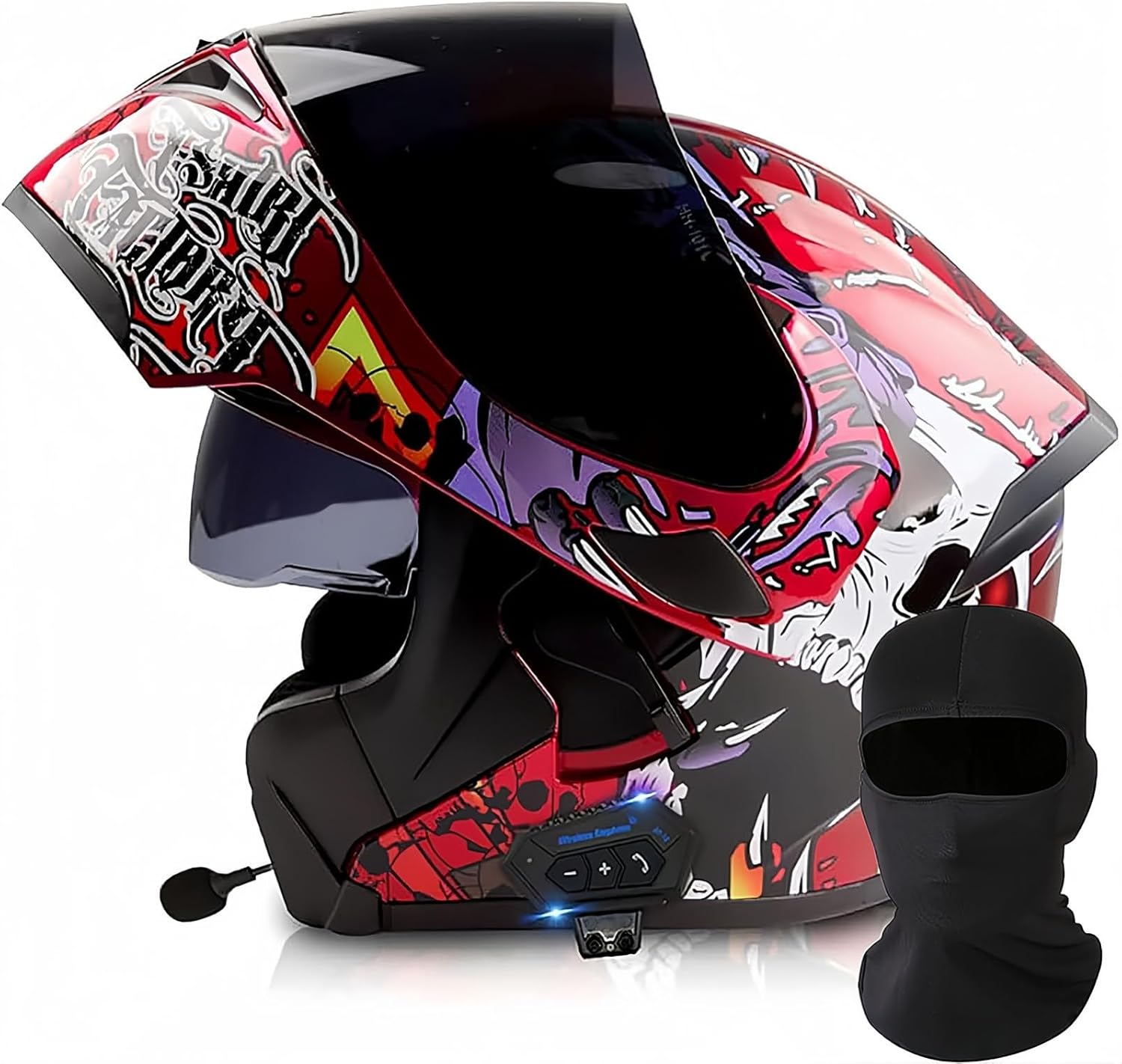 Amazon.com: Modular Motorcycle Helmet with Double Anti-Fog Visor ...