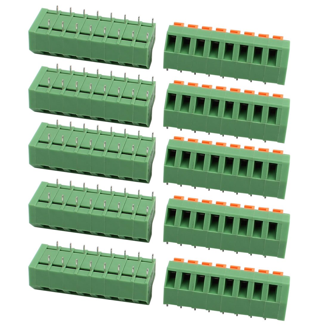 Aexit 10pcs KF237 Terminal Blocks 300V 10A 5.08mm Pitch 8P Spring ...