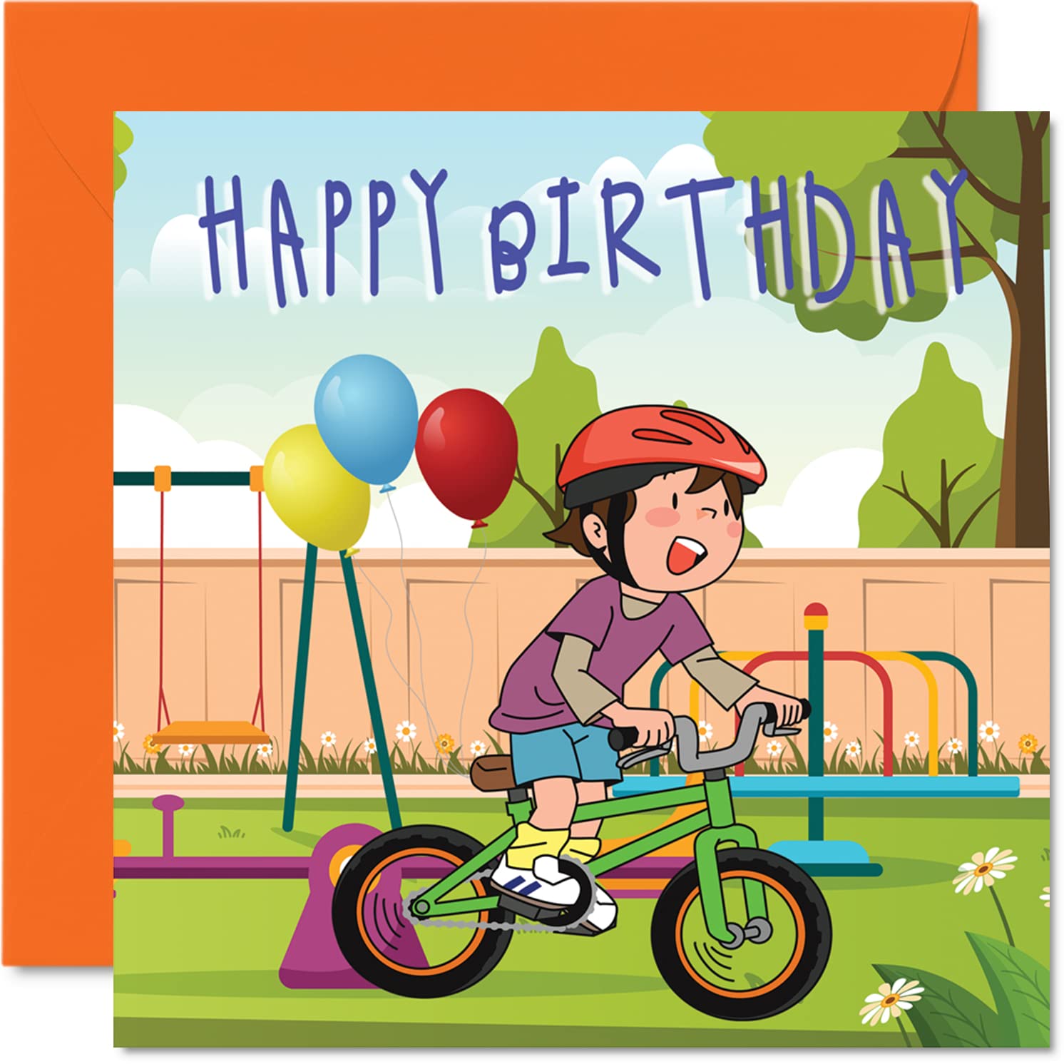 Kids Birthday Card - Bike Bicycle Boy - Happy Birthday Card Kids ...