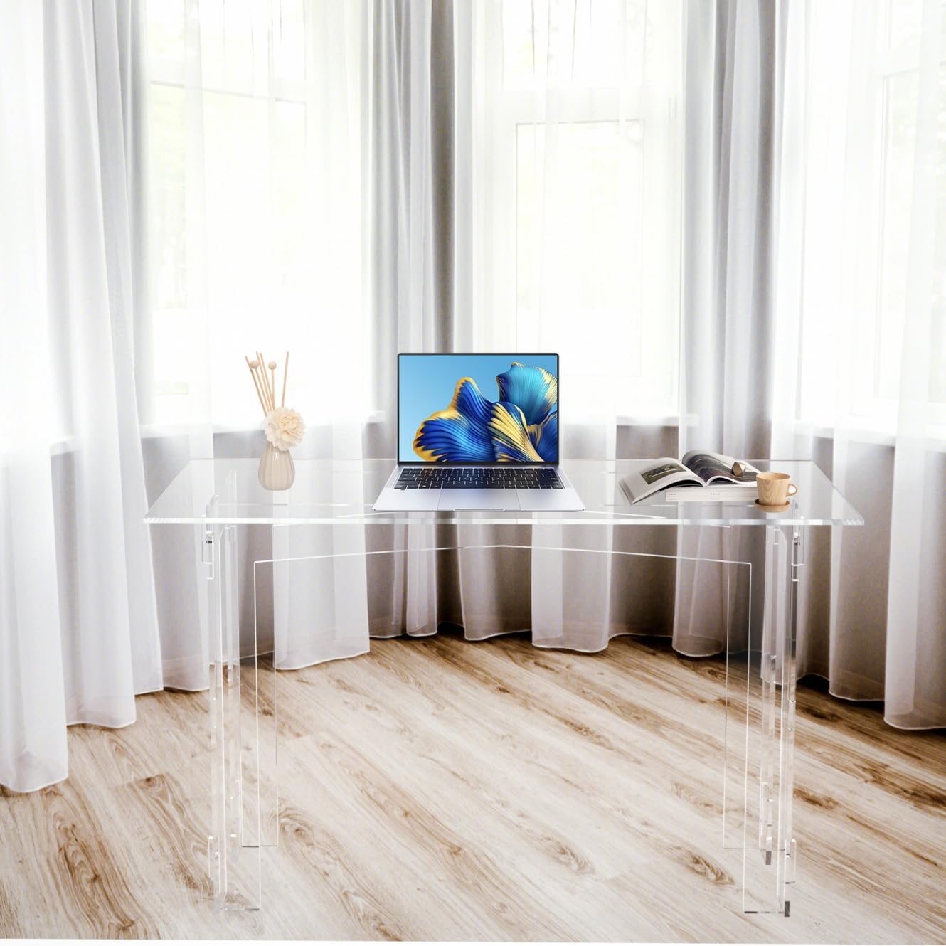 Amazon.com: Acrylic Desk, Modern Clear Desk, Acrylic Office Desk ...