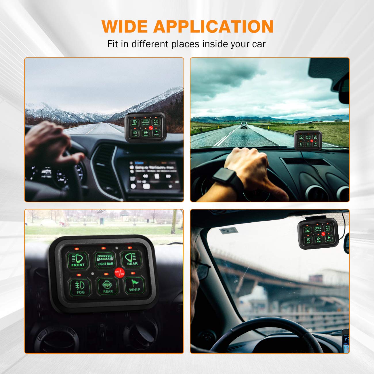 Buy Auxbeam 6 Gang Switch Panel Automatic Dimmable LED On-Off Car ...