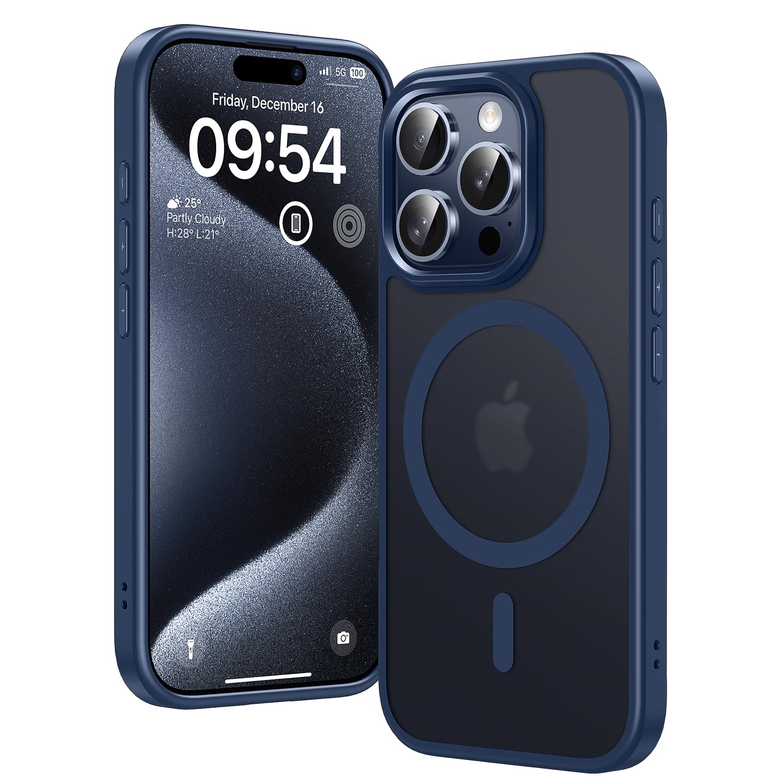 TAURI for iPhone 15 Pro Case 6.1" with Translucent Matte Back, Compatible with MagSafe, Military ...