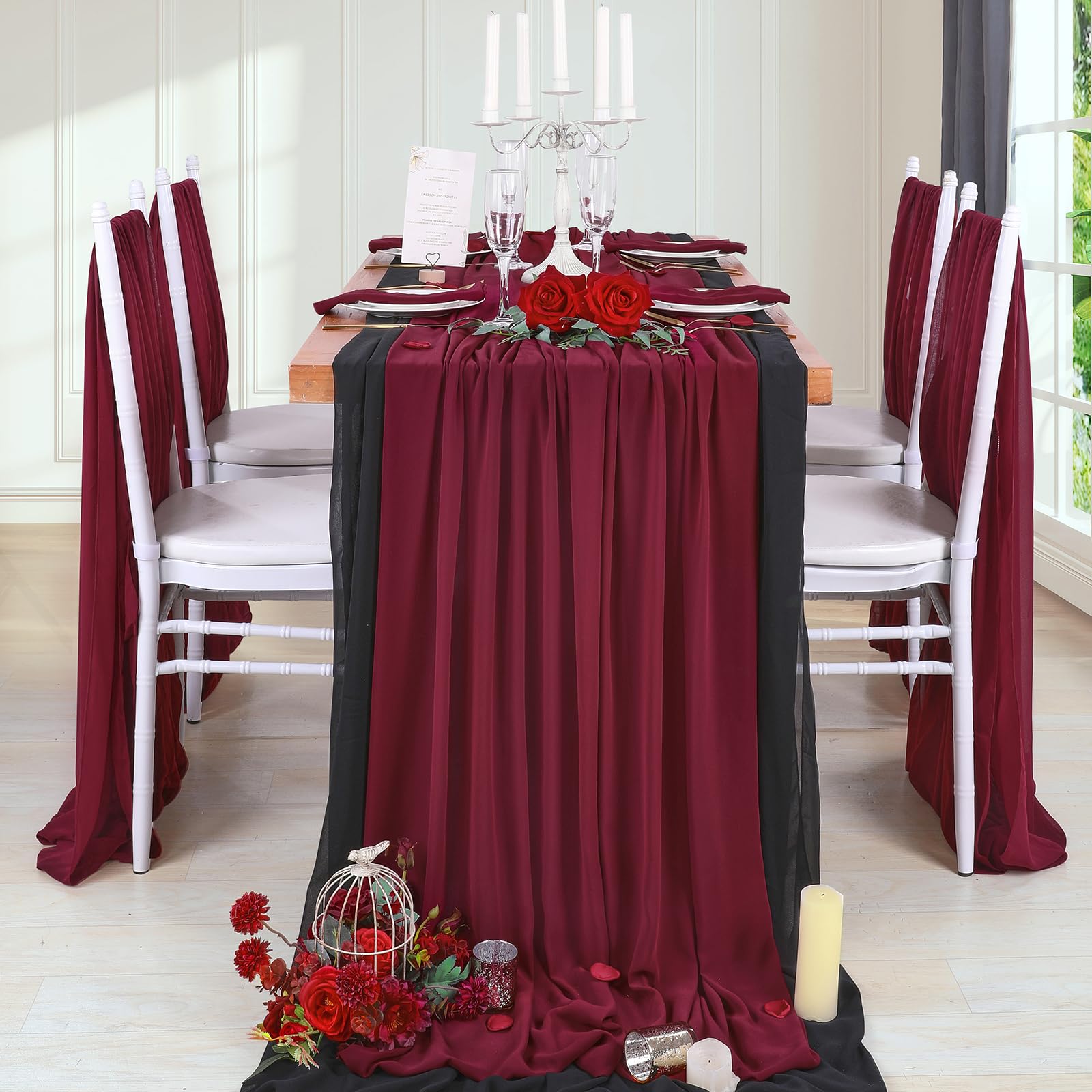 Maroon Wedding Buffet Tables Amazon.com: REALIFE 28*120 Inch Burgundy
