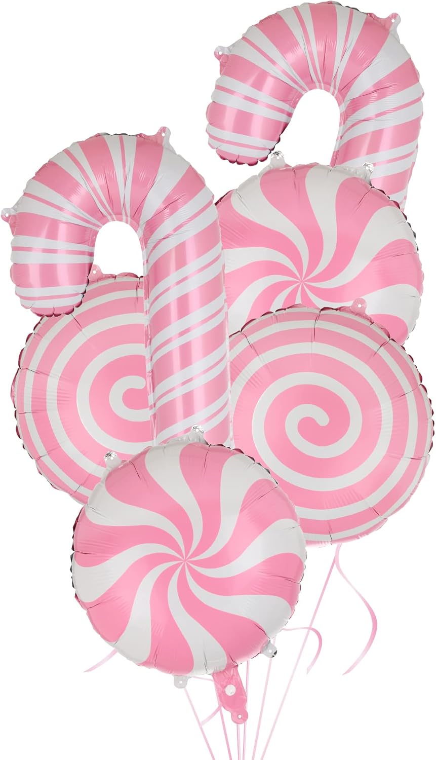 Amazon.com: Sweet Candy Balloon Pink Candy Cane Balloons Lollipop ...