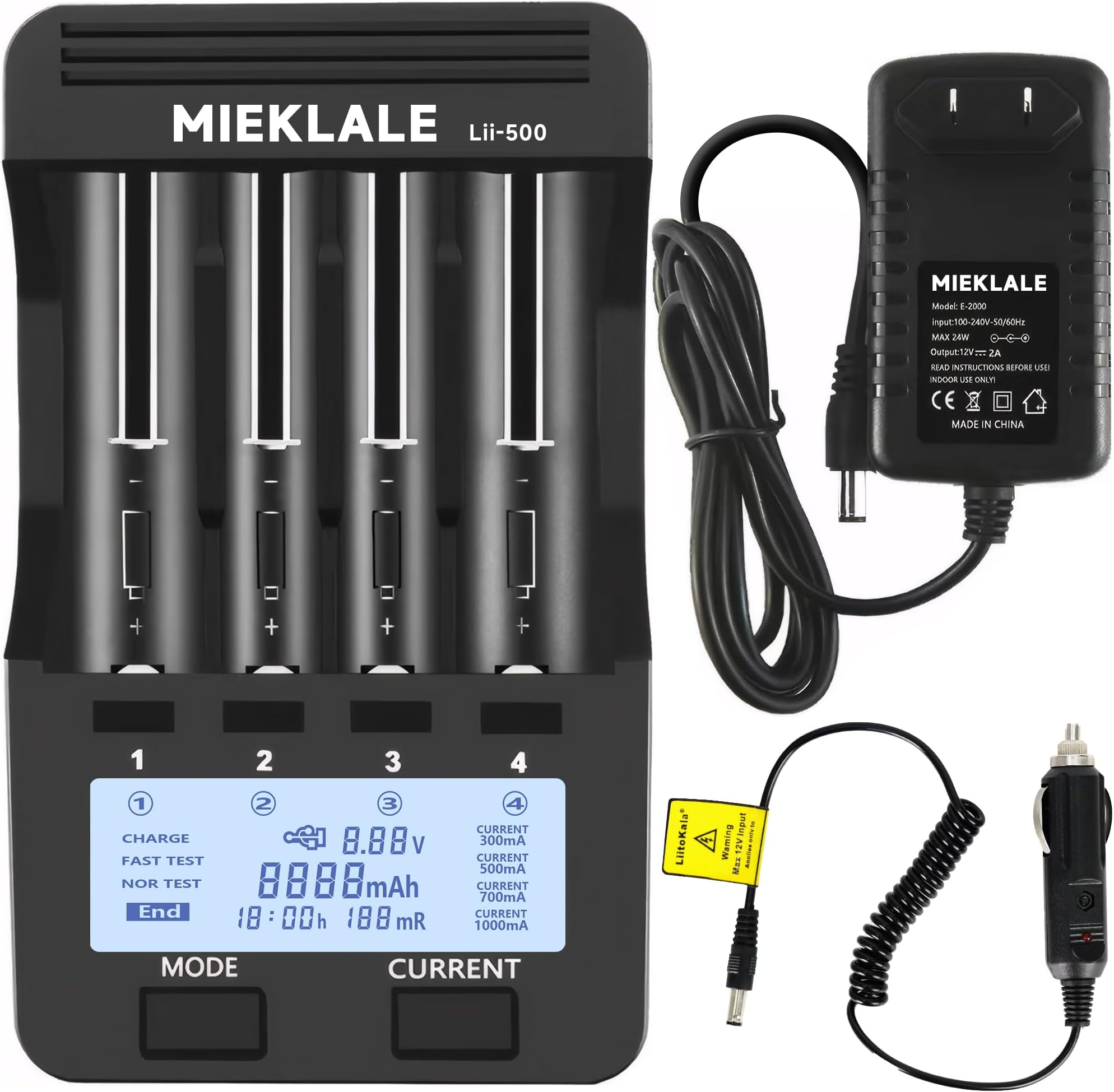 Amazon.com: 18650 Battery Charger,MIEKLALE Smart Universal Charger,LCD ...
