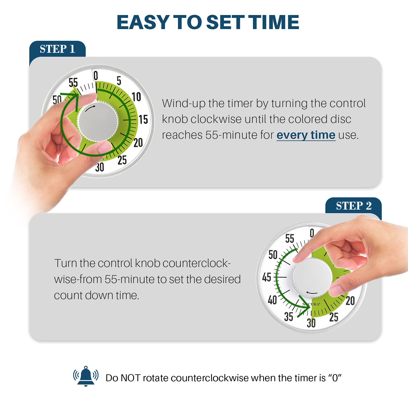 Snapklik.com : Secura 60-Minute Visual Timer 6-Inch Mechanical ...