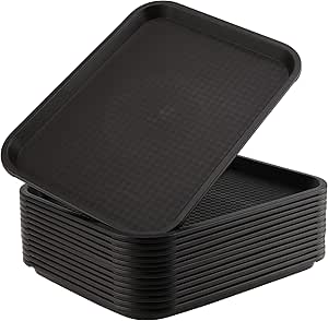 Amazon.com | ZOENHOU 14 Pack 16 x 12 Inch Black Plastic Fast Food Tray ...
