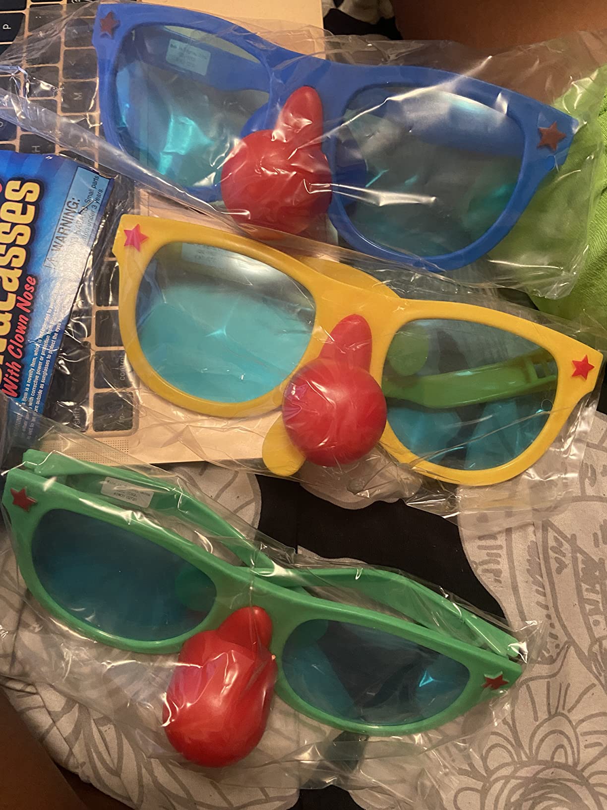 Amazon.com: ArtCreativity Jumbo Clown Nose Glasses, Set of 3, Clown ...