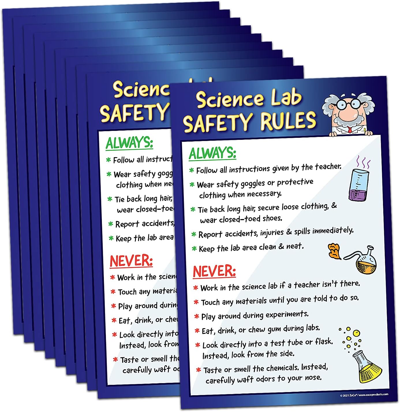 ZOCO - Science Lab Safety Rules Posters (10 Pack) - Laminated, 12x18 ...