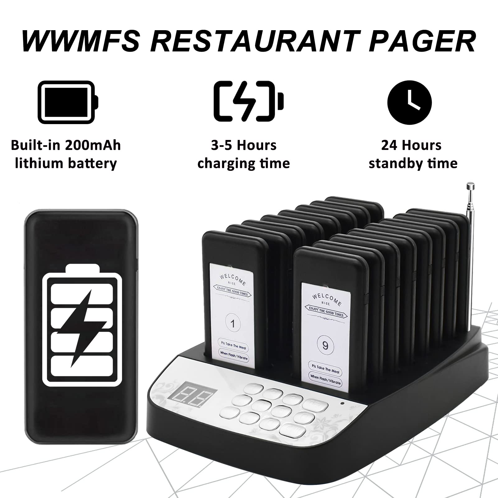 Snapklik.com : Restaurant Pager System, 16 Wireless Pagers For ...