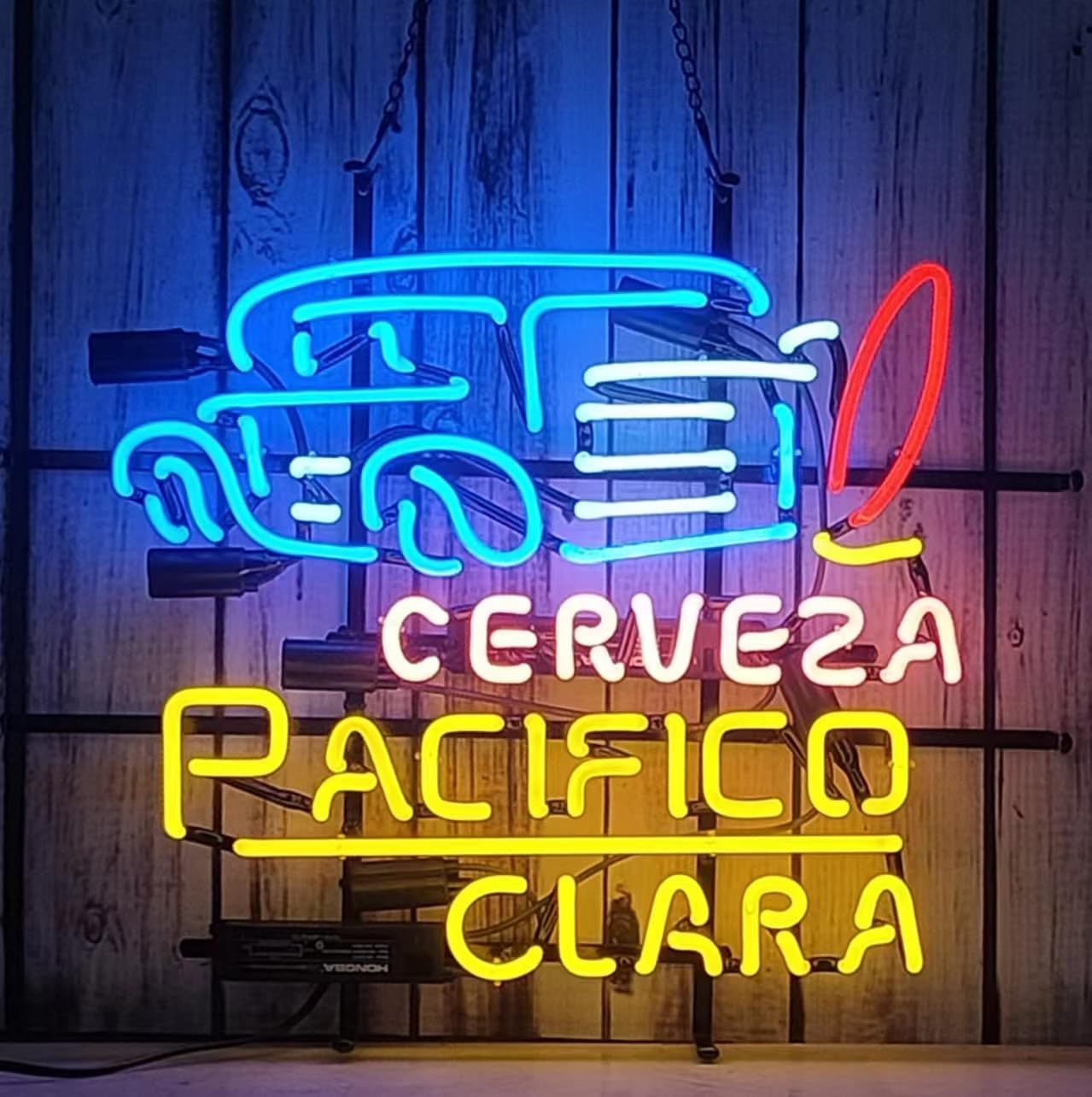 Handmade Real Glass Neon Tube Beer Pacifico Clara Cerveza Woodie Wagon ...