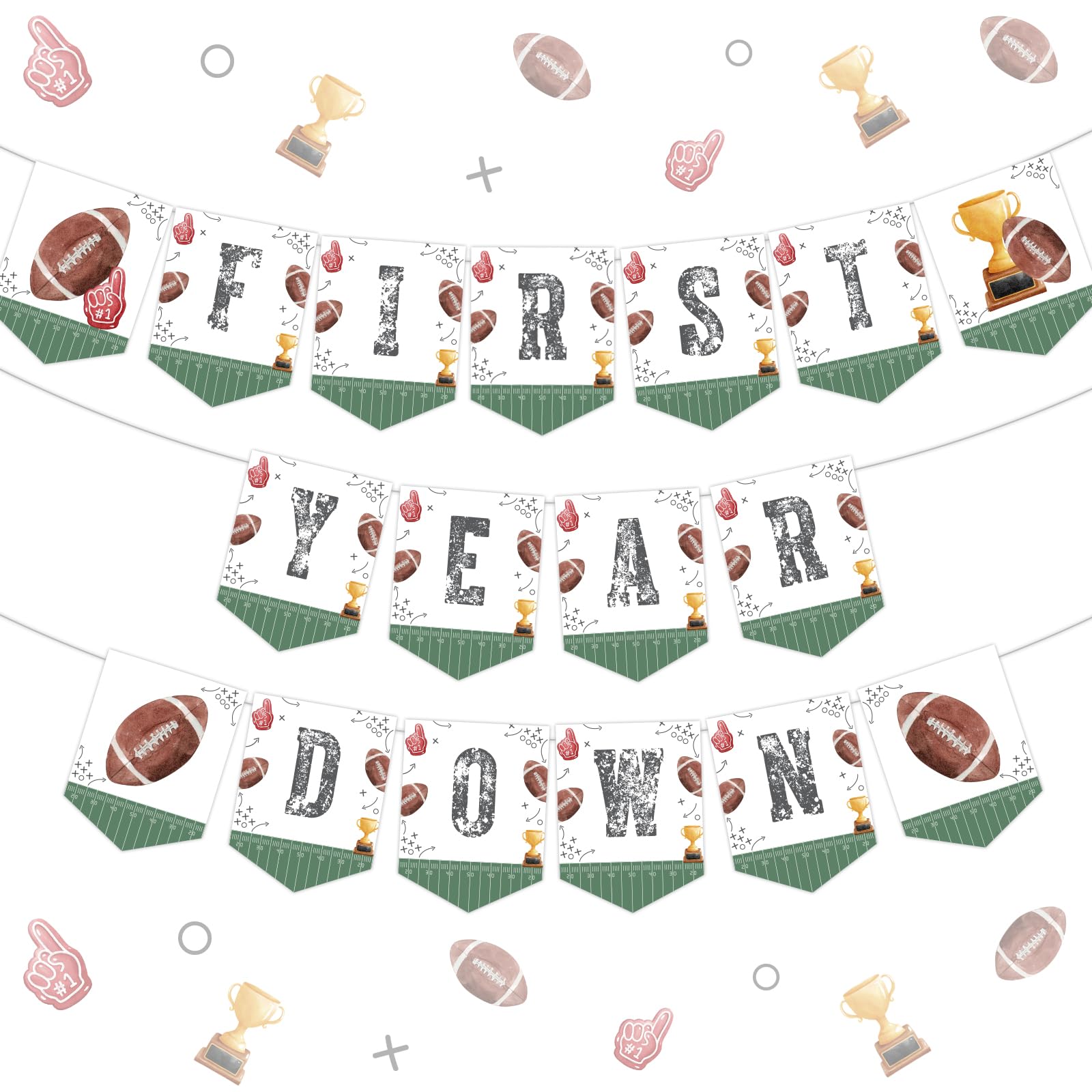 Amazon.com: JOYMEMO First Year Down Football Banner for Boys, Football ...