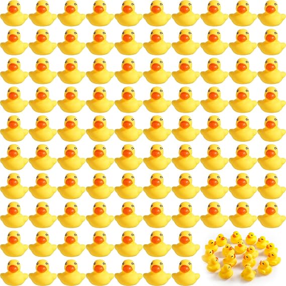 Amazon.com: Teling 200 Pcs Mini Rubber Ducks in Bulk Yellow Small ...