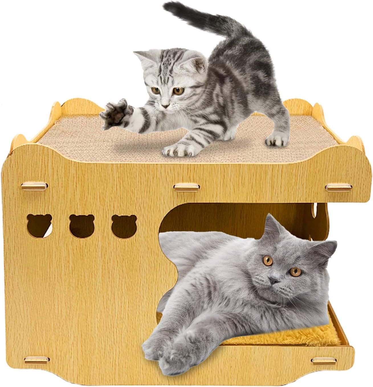 Amazon.com : Tfwadmx Cat Scratcher House Cat Scratchers Wooden Cat ...