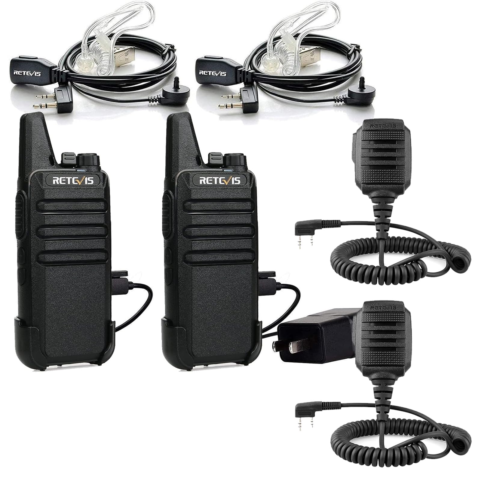 Amazon.com: Retevis RT22 Walkie Talkies(2Pcak) Bundle with Speaker Mic ...