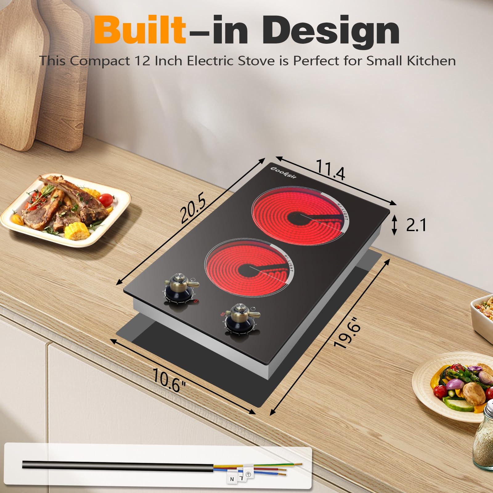 Snapklik.com : Cooksir 2 Burner Electric Cooktop 220V - Built-in 12 ...