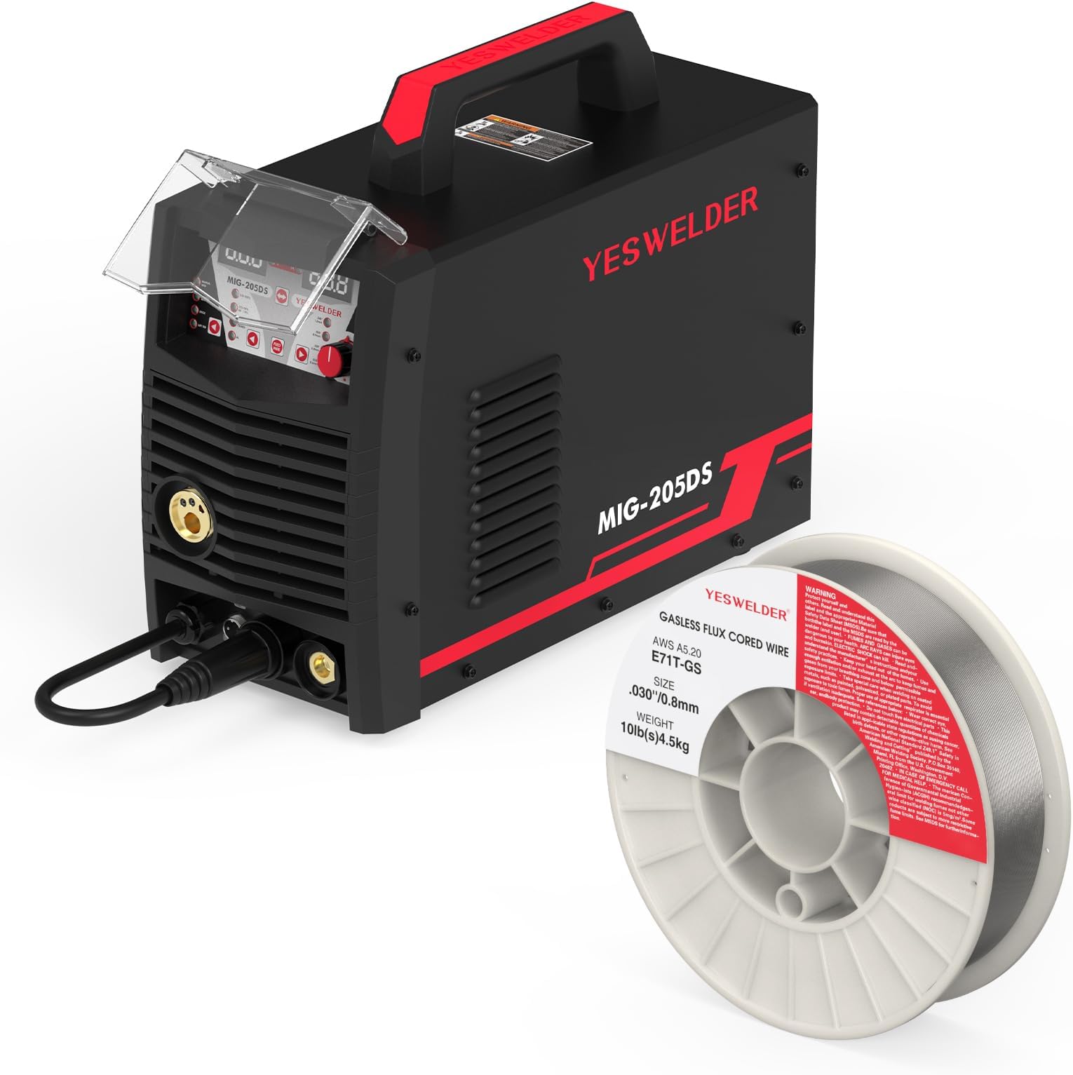 YESWELDER MIG-205DS MIG Welder & E71T-GS Flux Core MIG Wire 10LB .030 ...