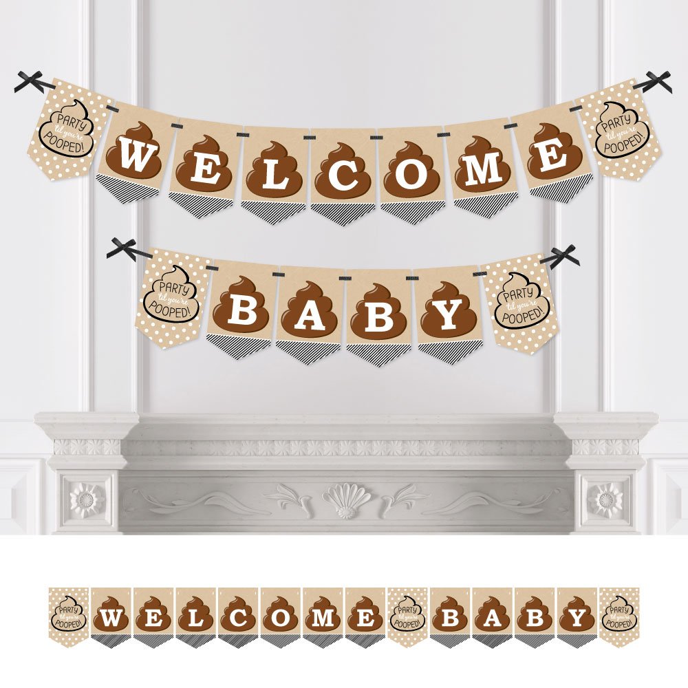 Party Til Youre Pooped Poop Emoji Baby Shower Bunting Banner ...