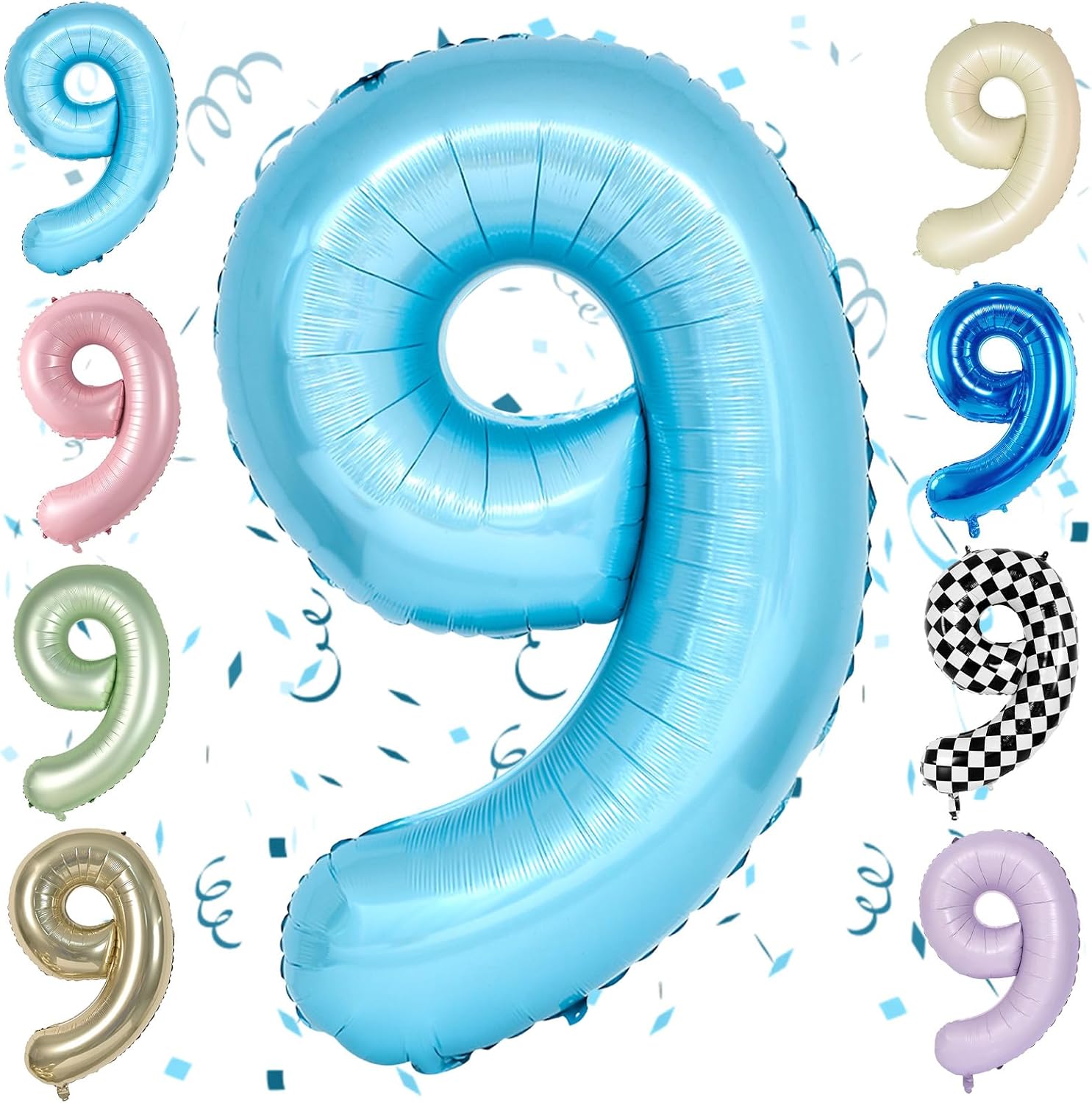 Amazon.com: Blue 40 Inch Number 9 Balloon,Large Self Inflating Light ...