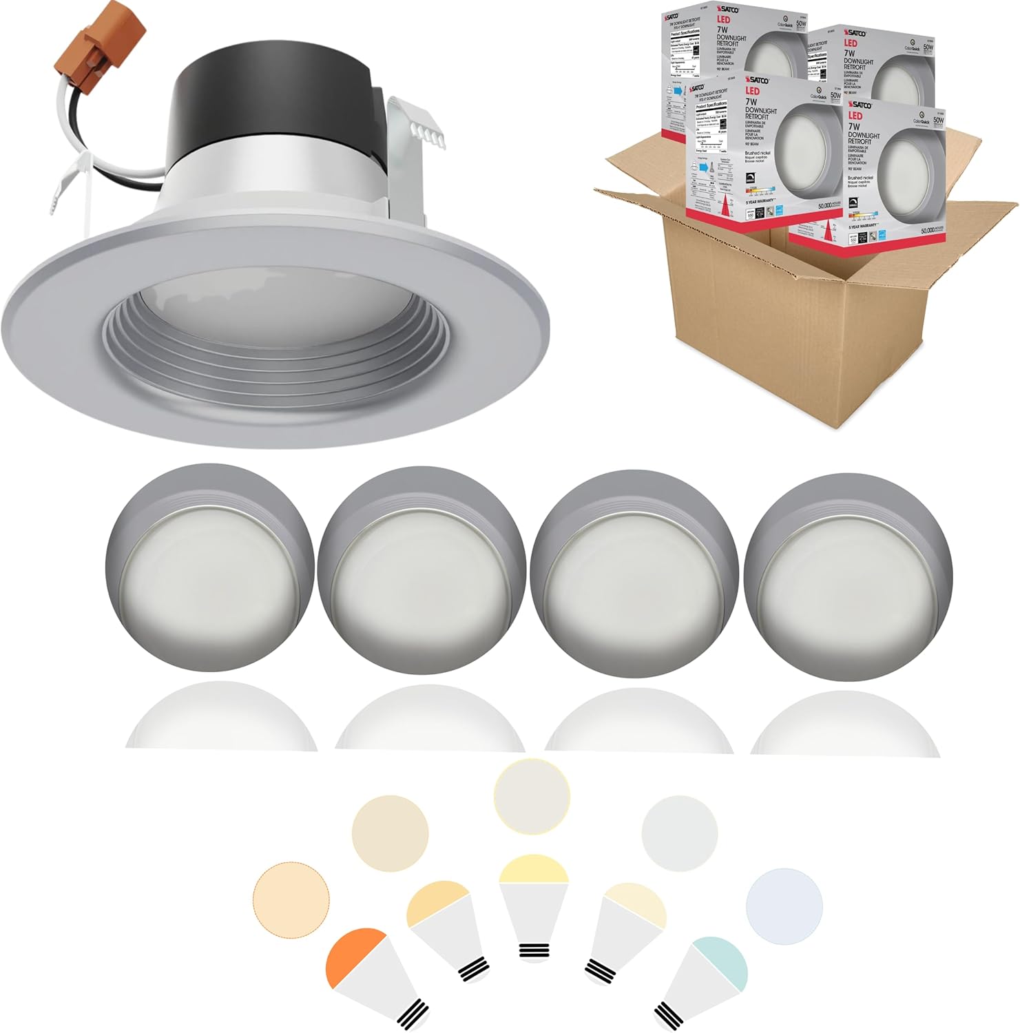 Satco Led Color Selectable Downlight Retrofits, Part Number S11833, 7 ...