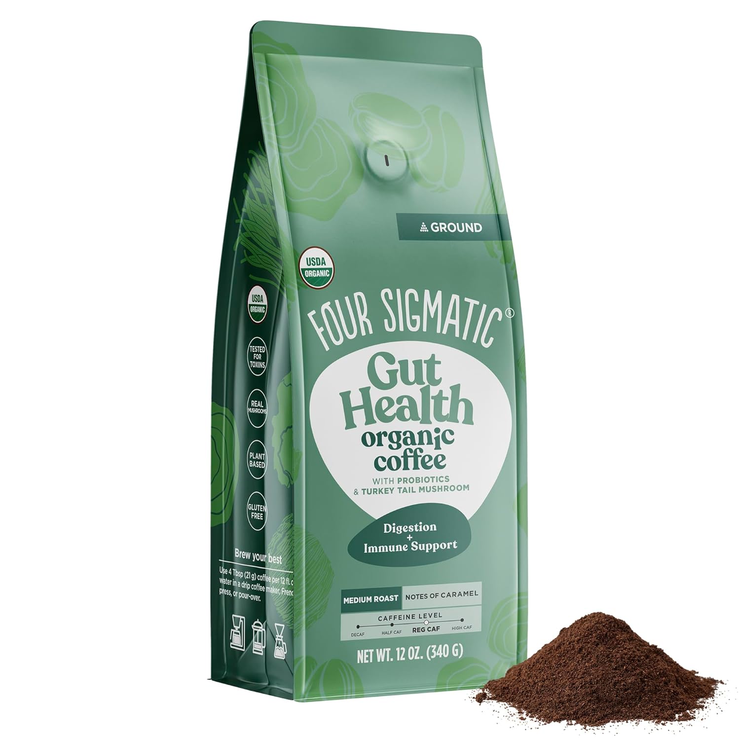 Amazon.com: Four Sigmatic Gut Health Organic Ground Coffee | Medium ...