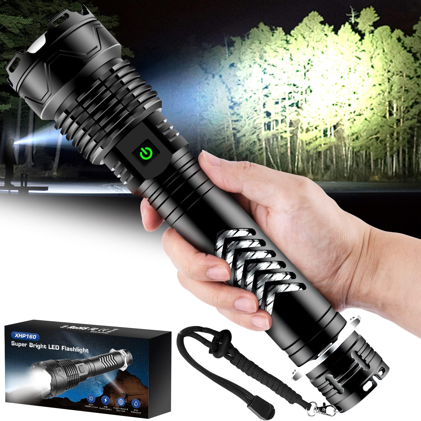 MIXILIN Brightest Led Flashlights High Lumens Rechargeable, 900,000 ...