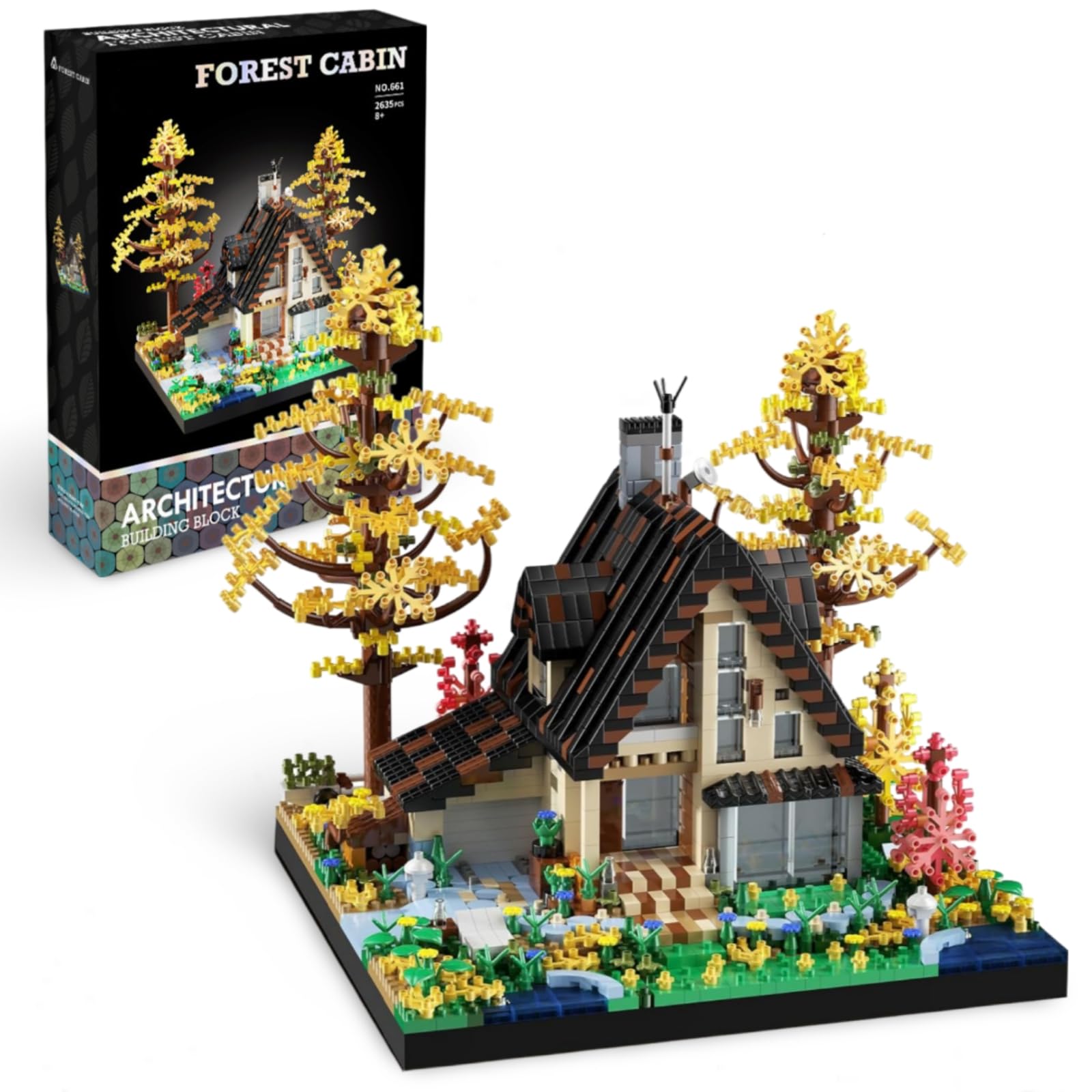 Ebortsin Ideas Forest Cabin Building Blocks, Architecture Micro Bricks ...