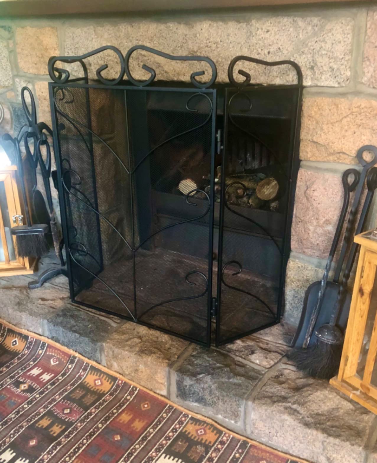 Fire Guard Freestanding Panel Spark Fireplace Screen Protector Safety ...