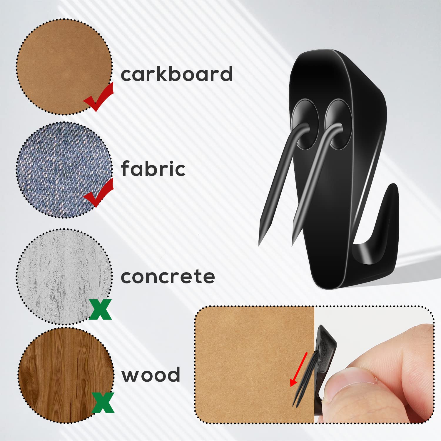 Metal Cubicle Push Pin Hooks For Fabric Walls 15-Pack Metal S - Push ...