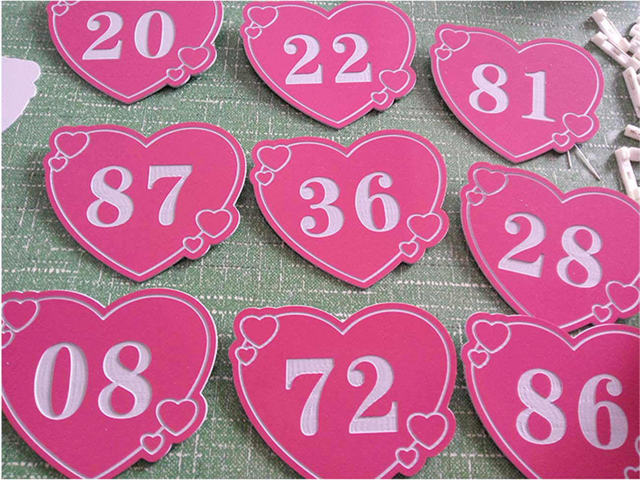 Amazon.com : Zzooi 20PCS Heart Shaped Show Contestant Tag Numbers ...