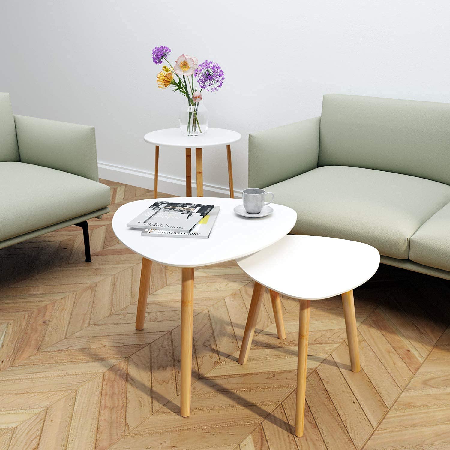 MS KHAN CRAFT Nesting Triangle End Teble Coffee Tables Nightstand ...