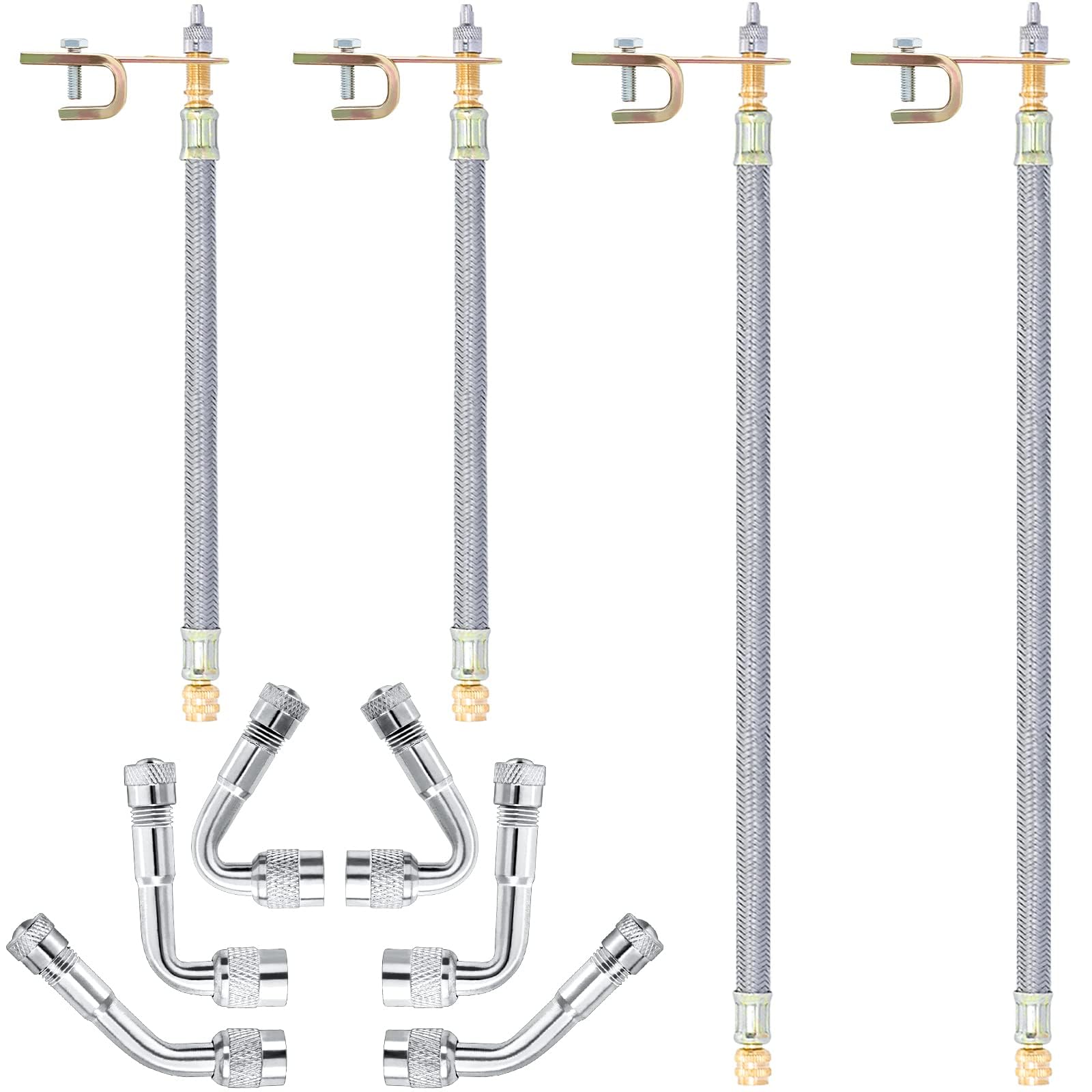 Dual Wheel Air Inflation Dually Valve Stem Extenders Kit - Stainless ...