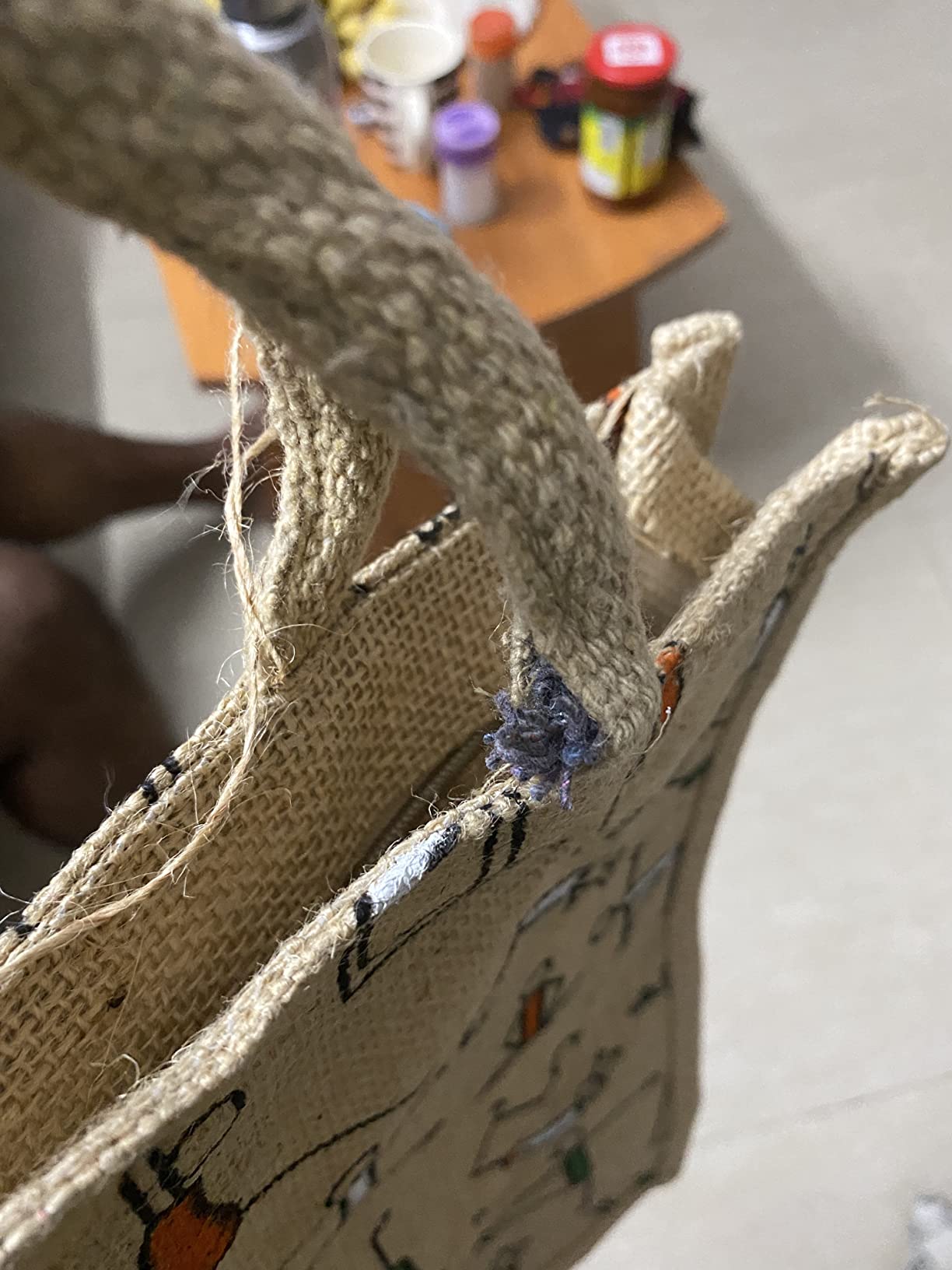Buy Mist Unisex-Adult Jute Beige Shopper Tote Bag, 14.5X5X12 Inches at ...