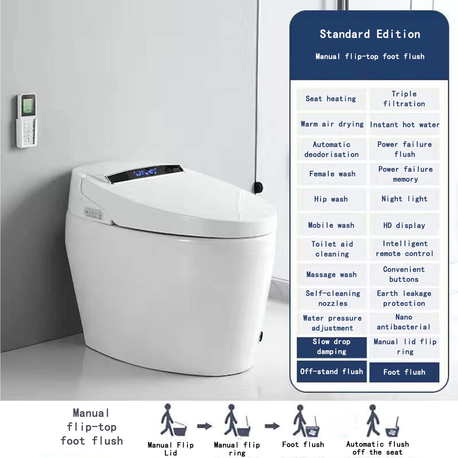 Buy Tankless Smart Bidet Toilet Dual Flush One-Piece Intelligent Toilet ...